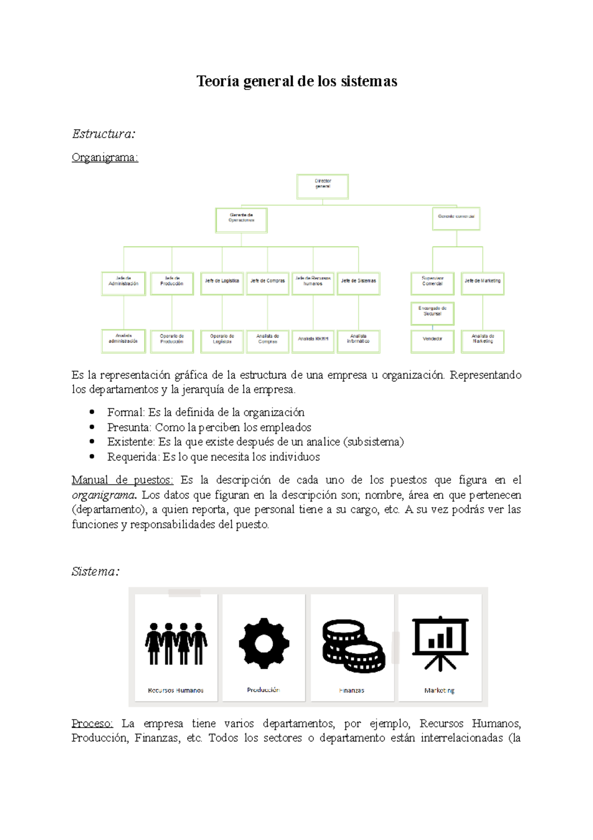 RESUMEN DE SISTEMAS ORGANIZACIONALES Modulo 1 - Teoría general de los sistemas Estructura: - Studocu