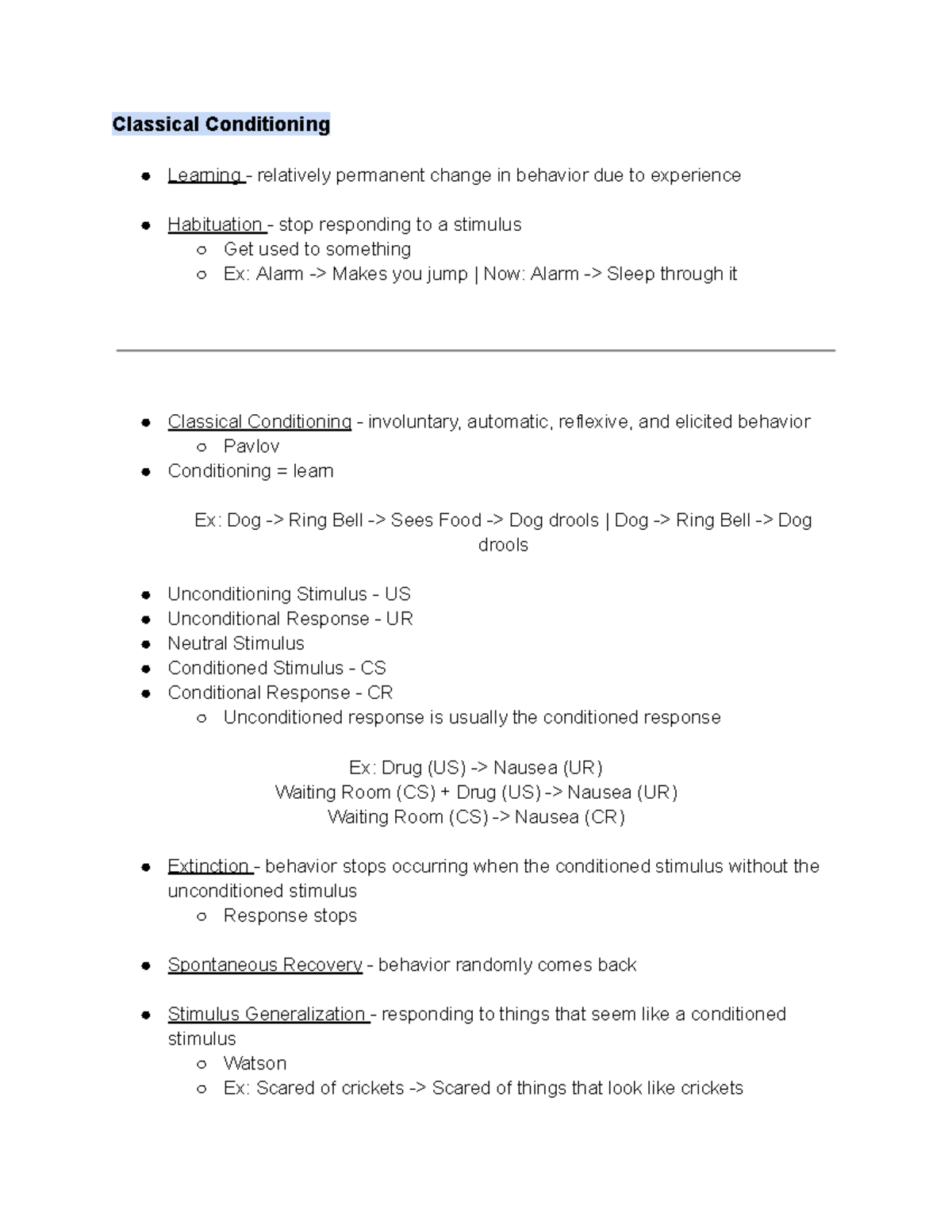 Classical Conditioning - Studocu