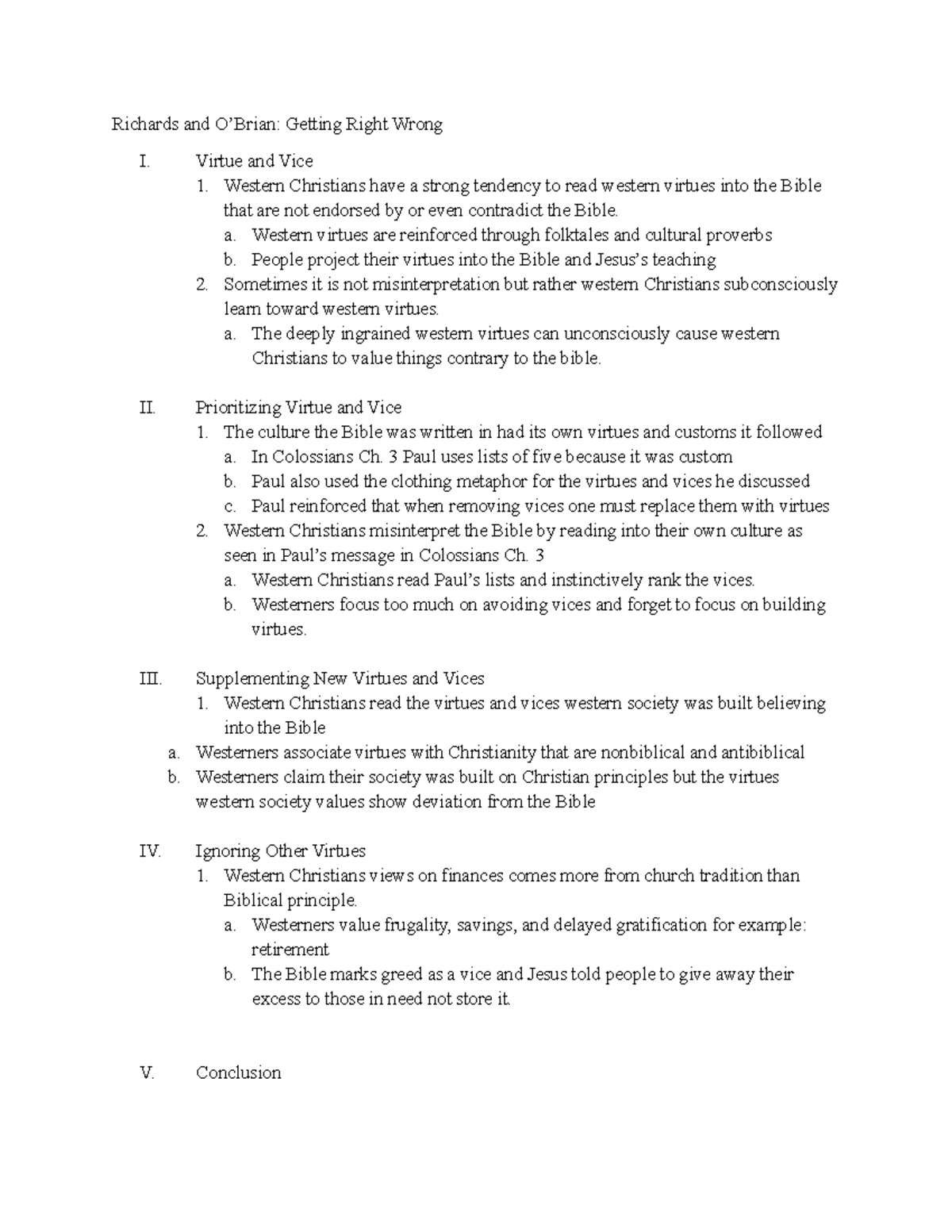 Reading Outline One - Richards and O’Brian: Getting Right Wrong I ...
