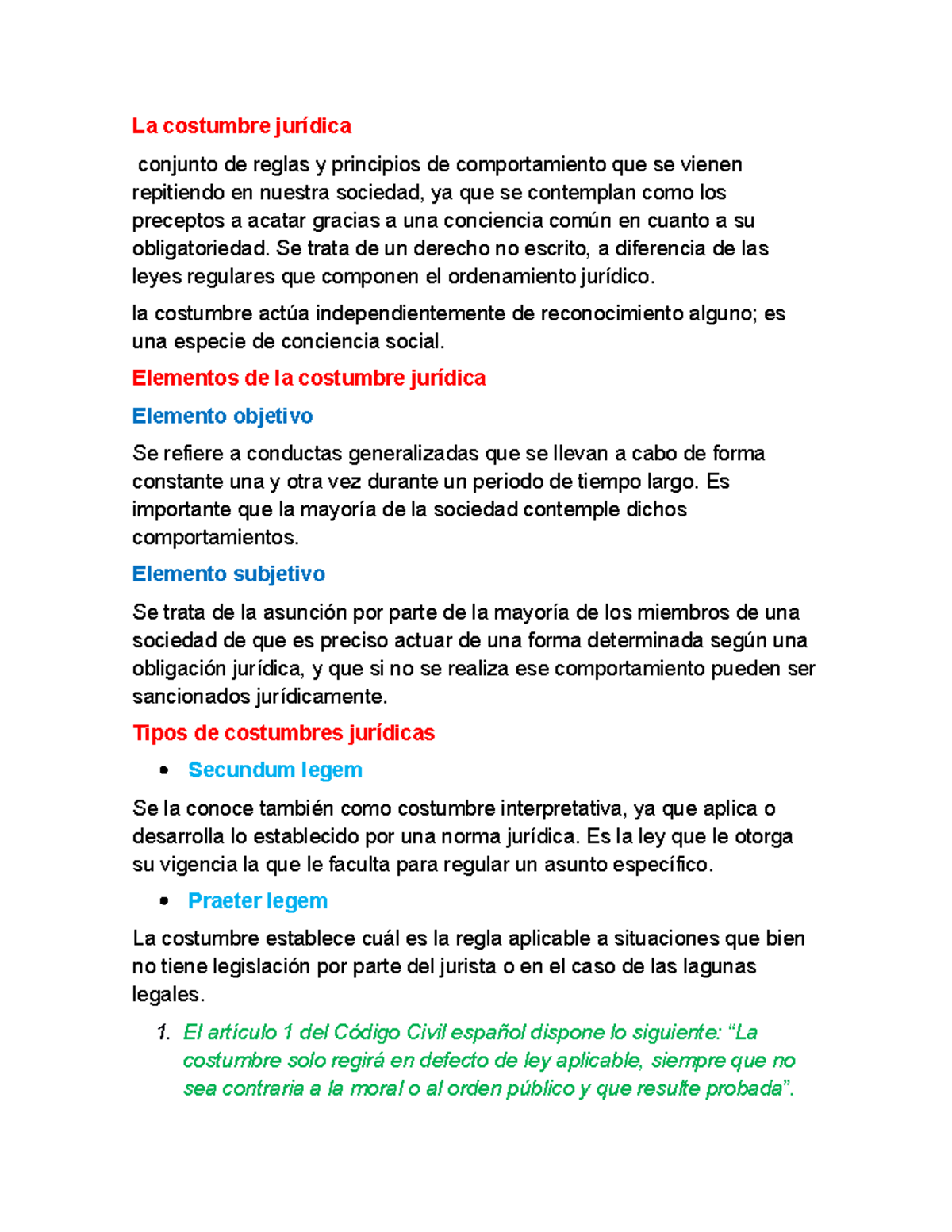 Caso practico semana 11 - La costumbre jurídica conjunto de reglas y ...