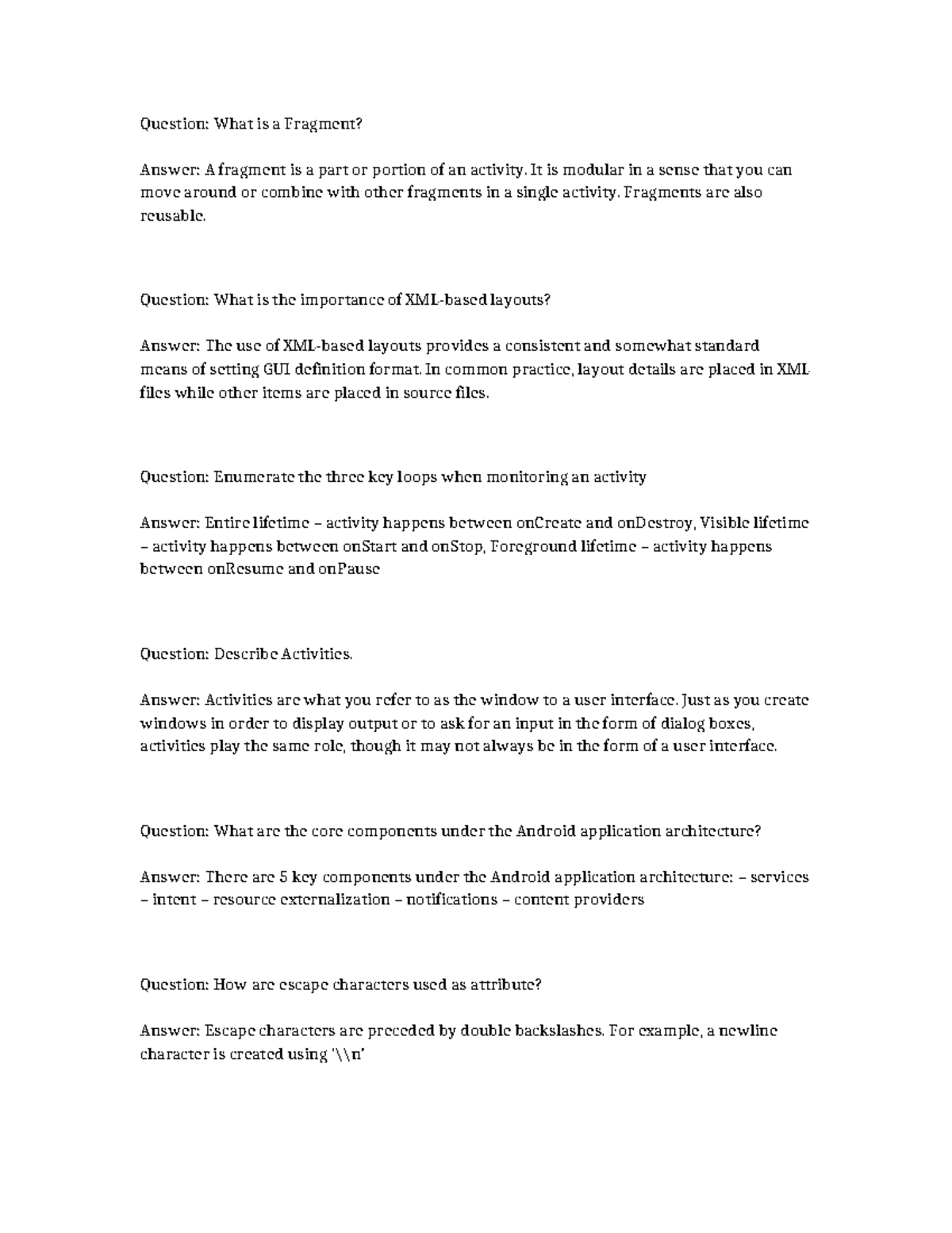 Subset toe-mark estantion - Question: What is a Fragment? Answer: A ...