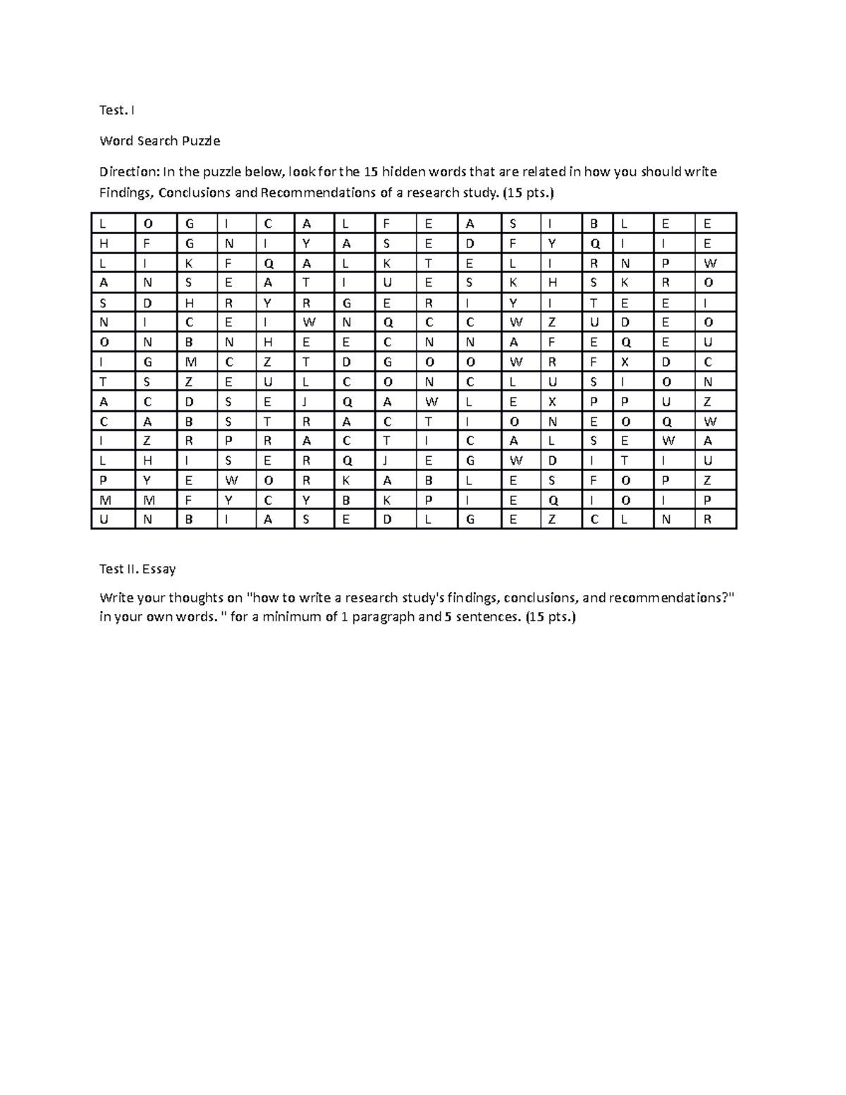Activity-1 - lecture notes - Test. I Word Search Puzzle Direction: In ...