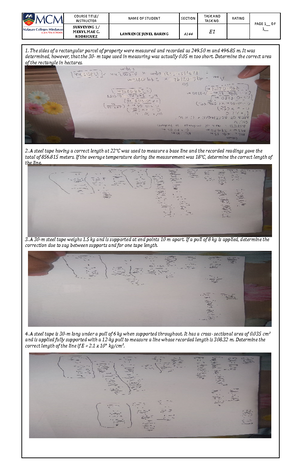 CE101.1 Traverse Surveying - CE101 PLATE#1 OPEN TRAVERSE Given in the ...