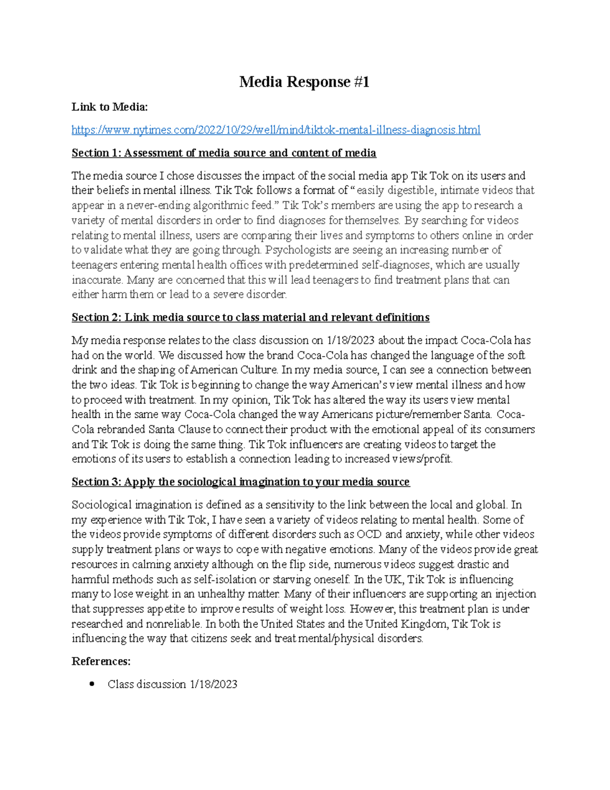 Media Response #1 - Dr. Rowland Soc 1 - Media Response Link to Media ...