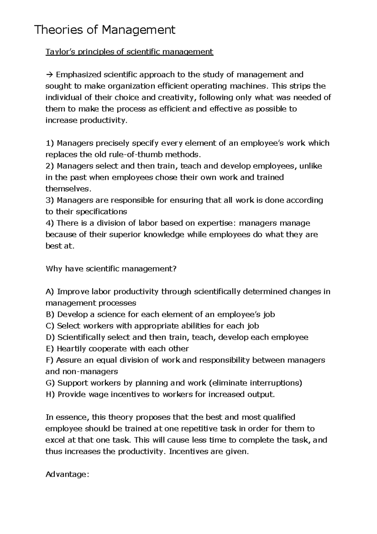 Summary complete about 'Theories of Management'.pdf - Theories of ...
