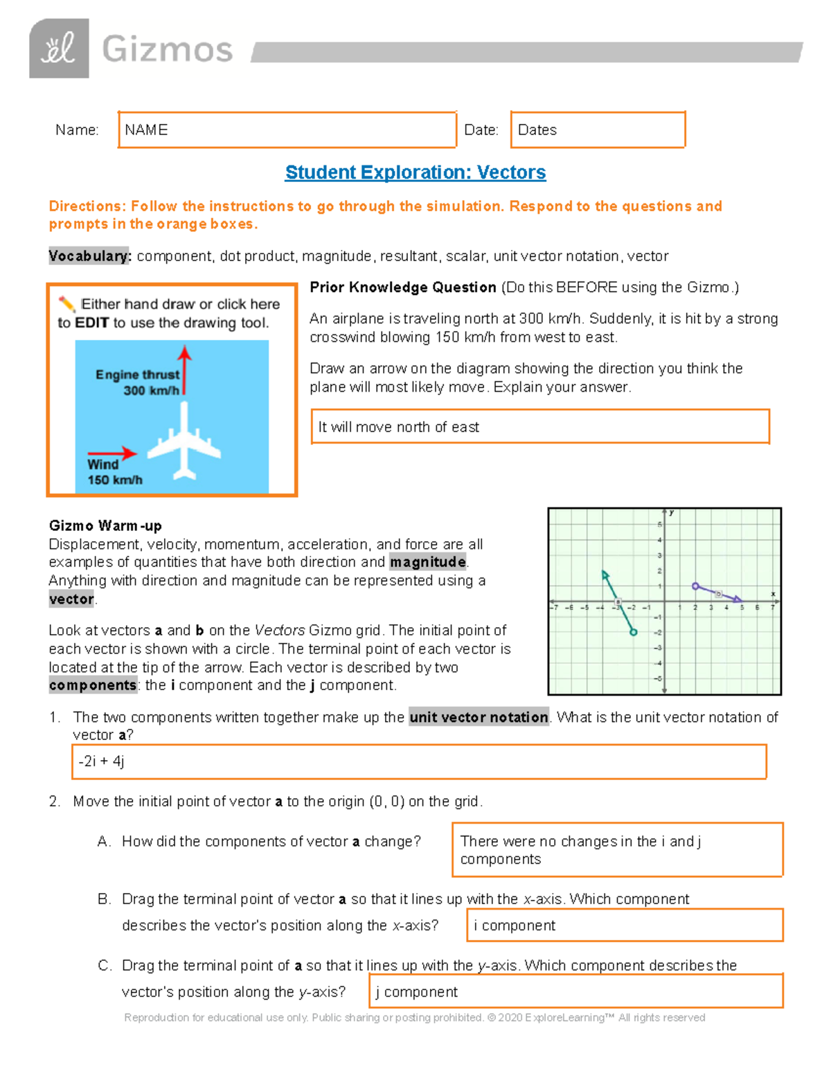Vector Gizmo Document - Project/ assignment - Name: NAME Date: Dates ...