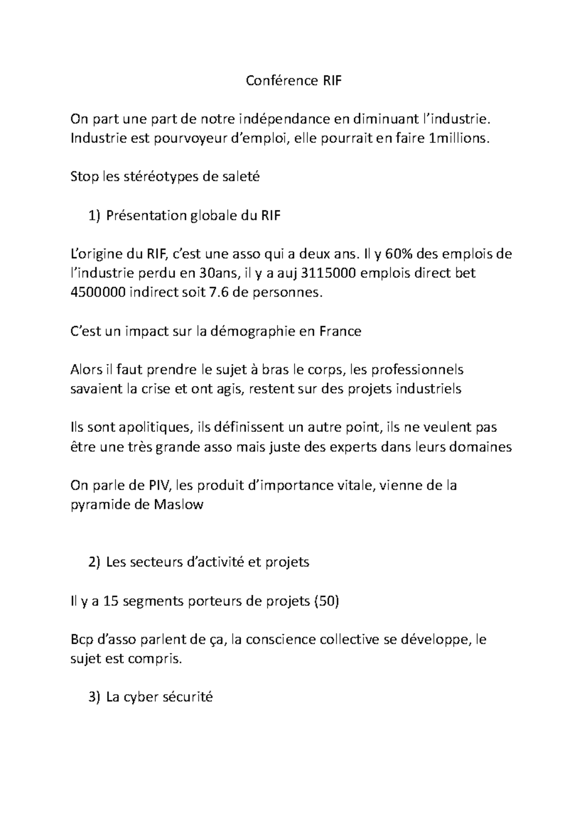 Conférence RIF - Conférence RIF On part une part de notre indépendance ...