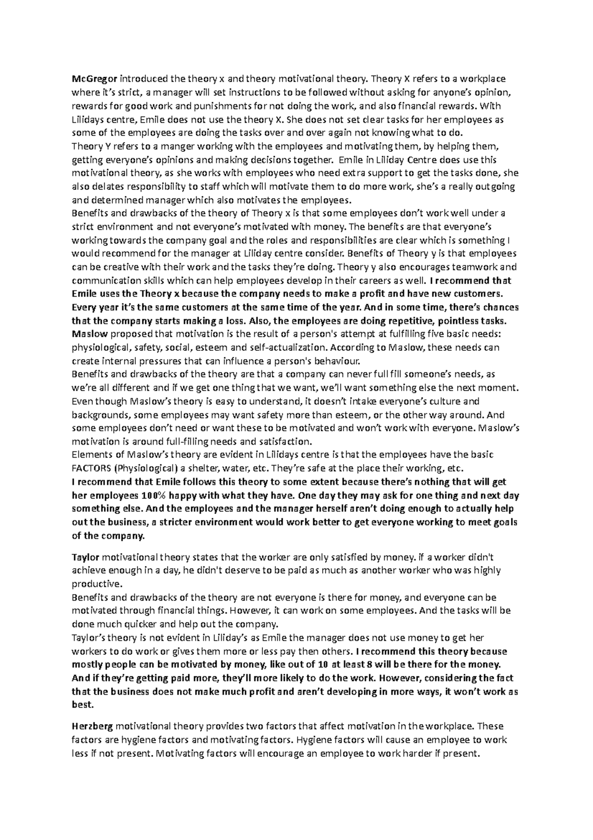 Mock 1 theories - n/a - McGregor introduced the theory x and theory ...