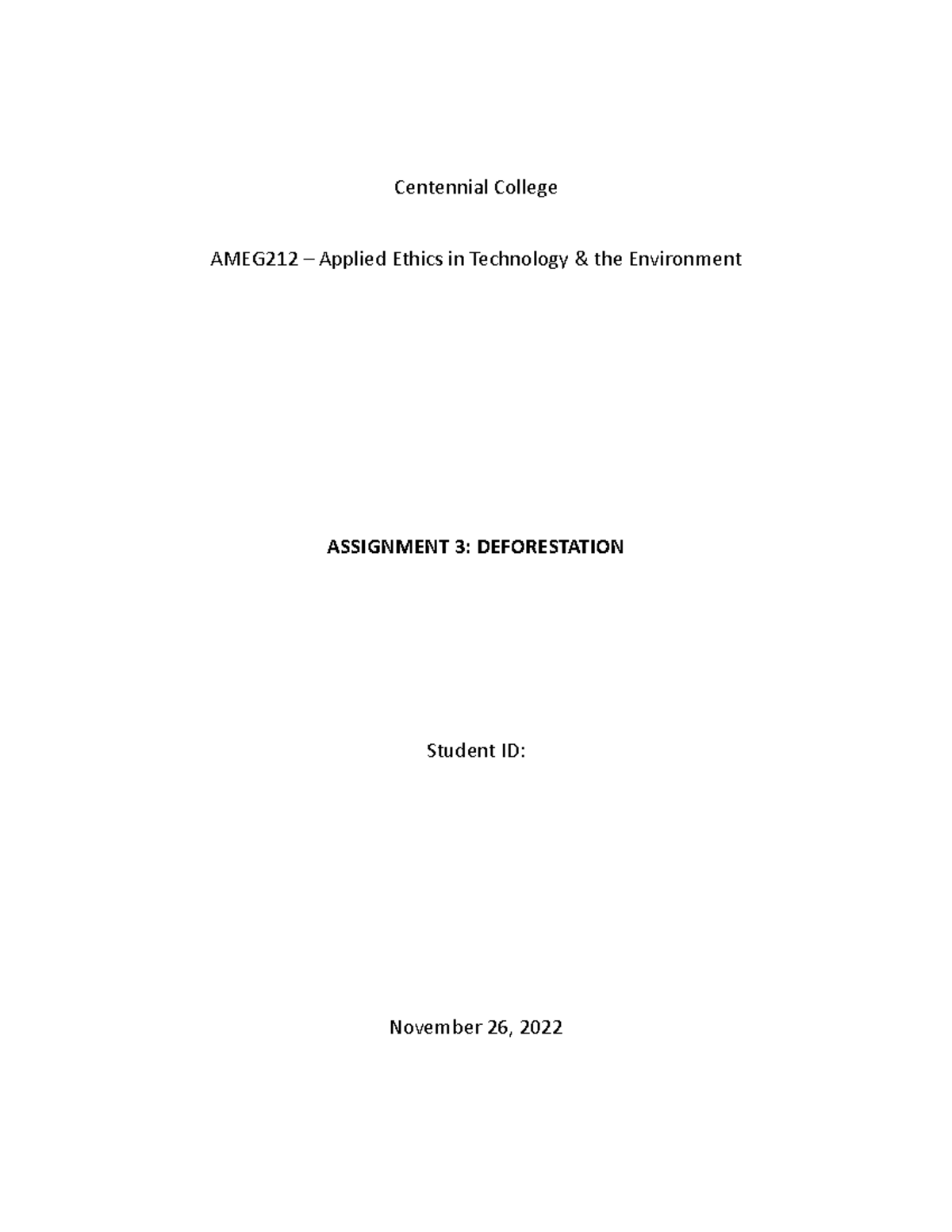 AMEG212 Assignment 3 -3012 - Centennial College AMEG212 – Applied ...