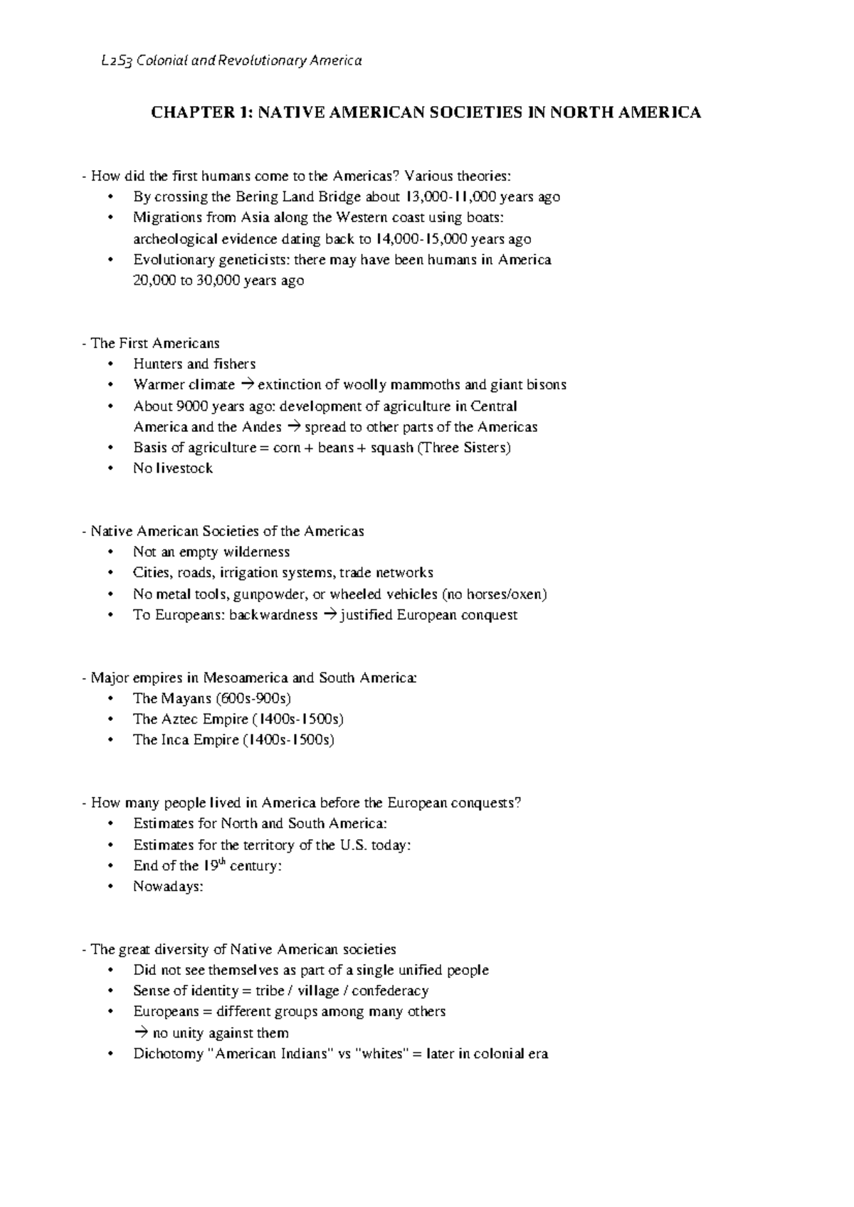 Chapter 1 - notes de cours élèves - L2S3 Colonial and Revolutionary ...