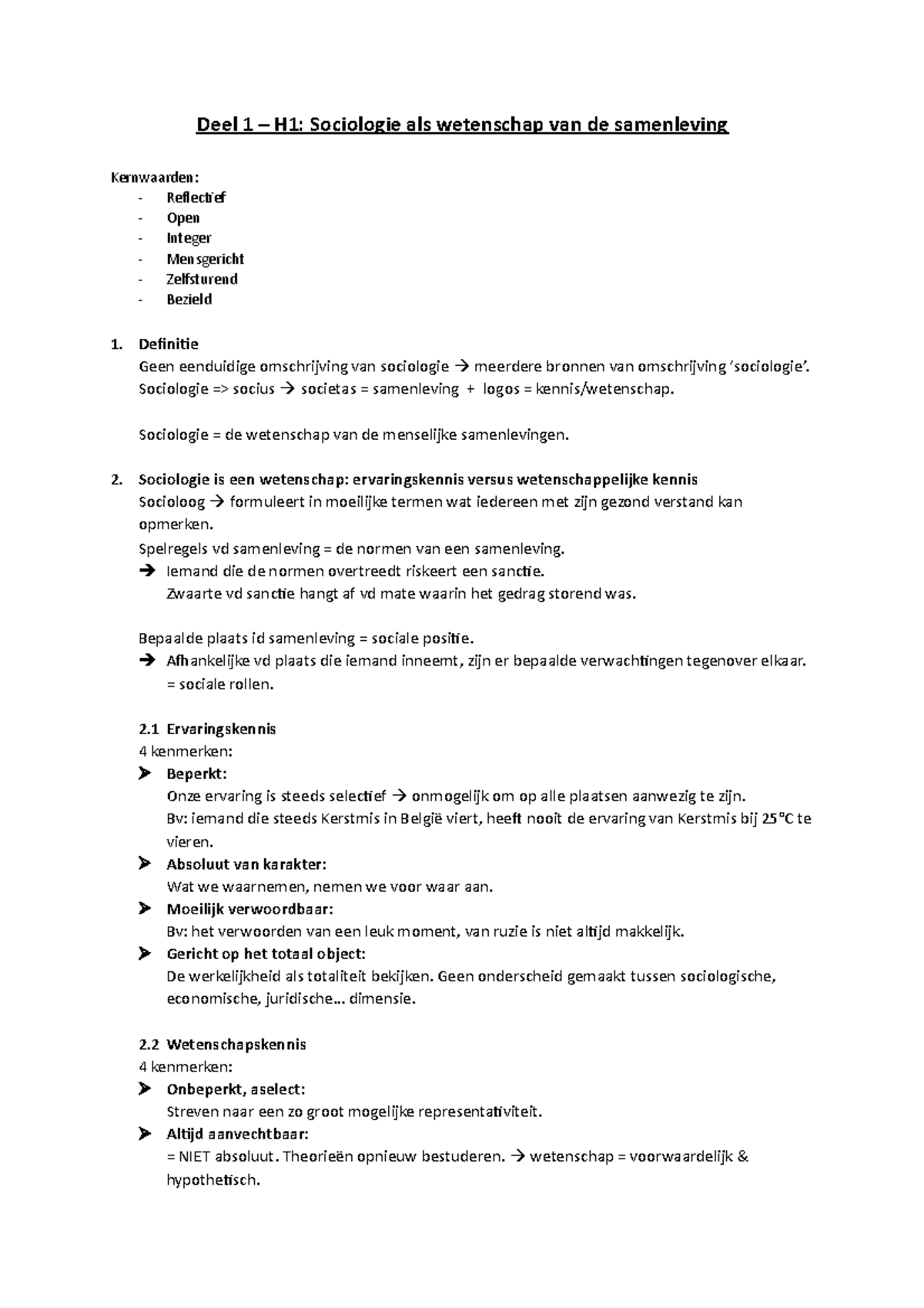 Deel 1 H1 - Dit bevat een samenvatting van het eerste hoofdstuk van ...