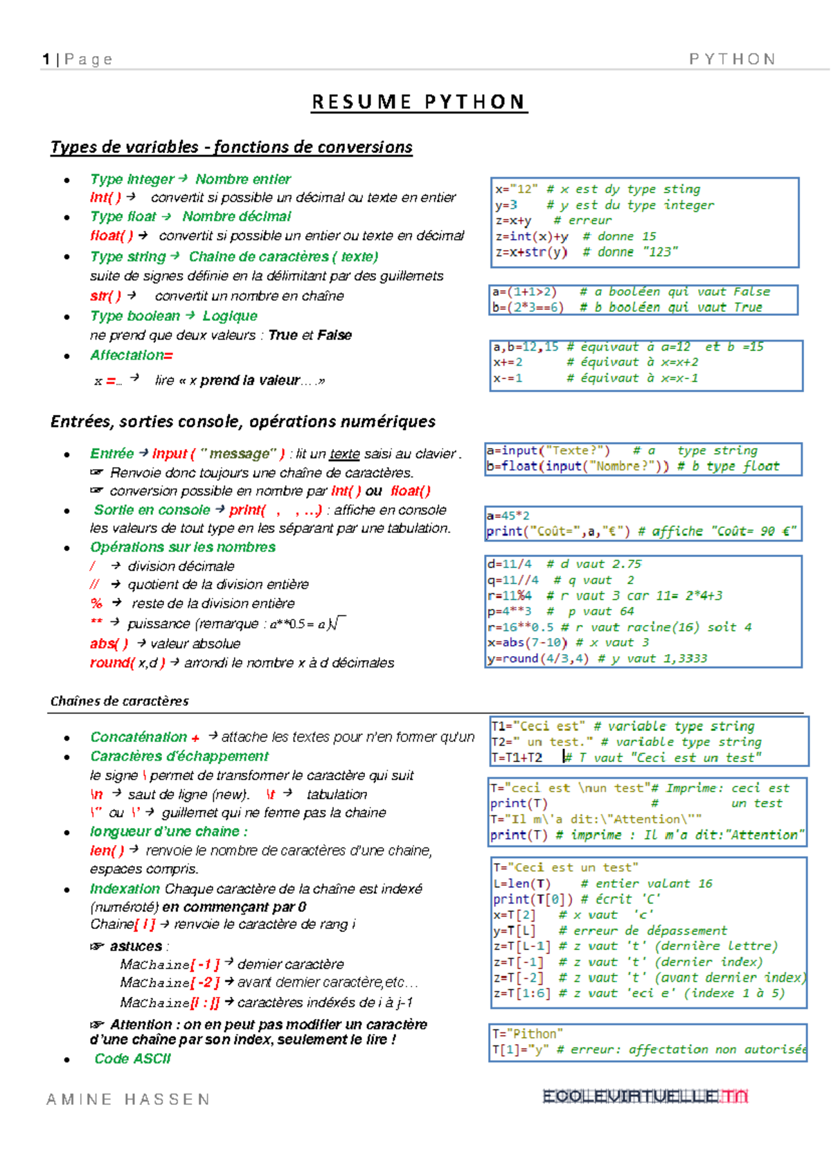Résumé Python - Concaténation + attache les textes pour n’en former qu ...