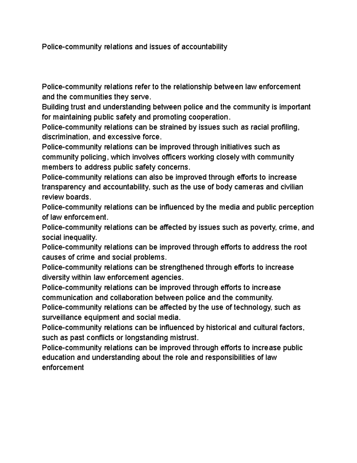 Police-community relations and issues of accountability - Police ...