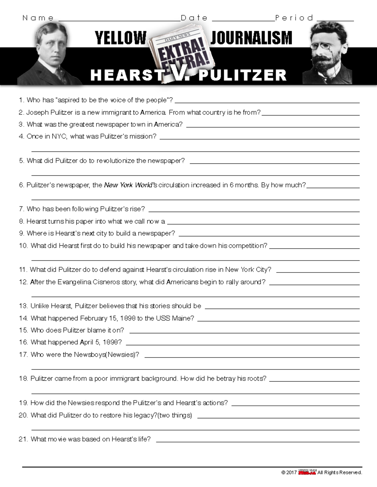 03B Hearst vs Pulitzer Video Guide - N a m e ...