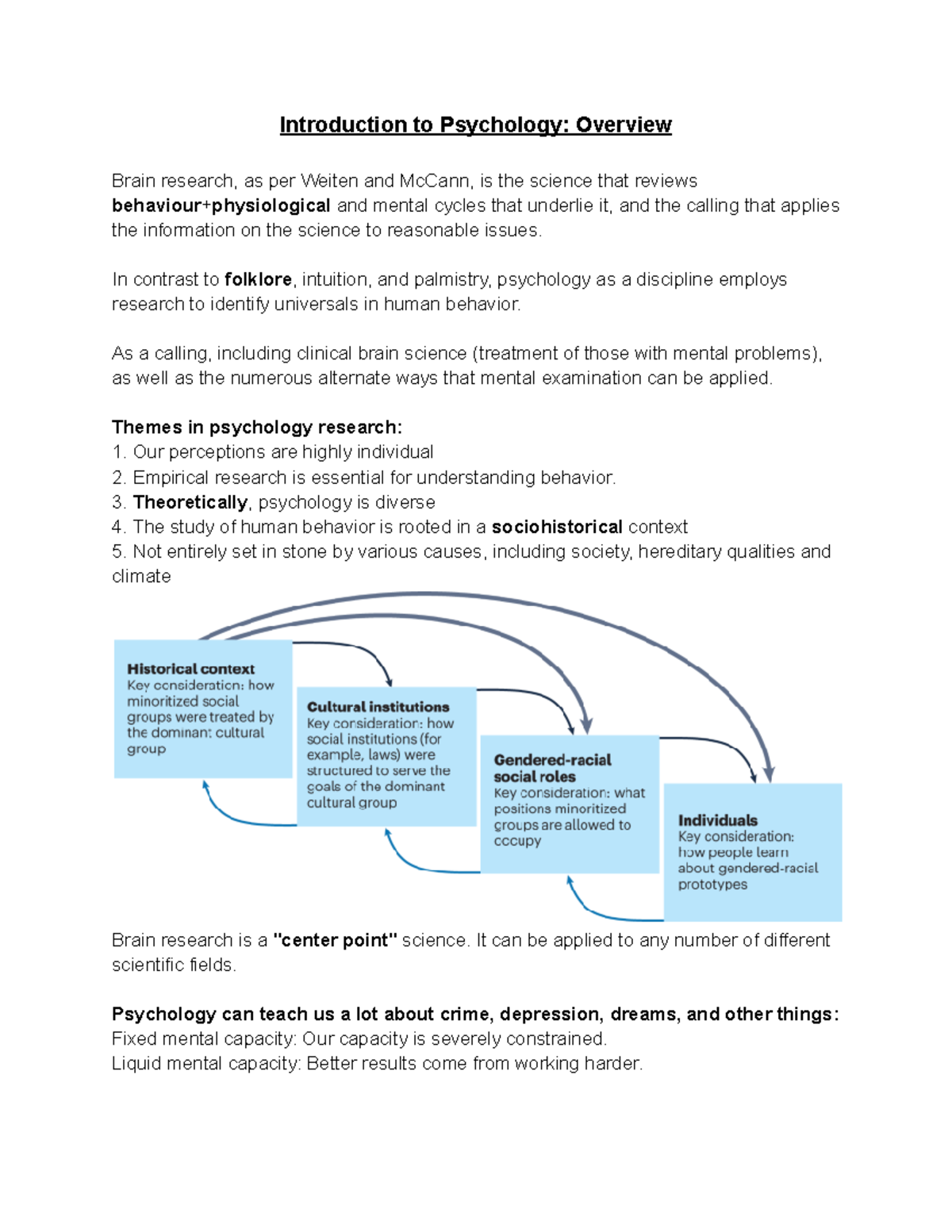 Introduction to Psychology Overview - In contrast to folklore ...