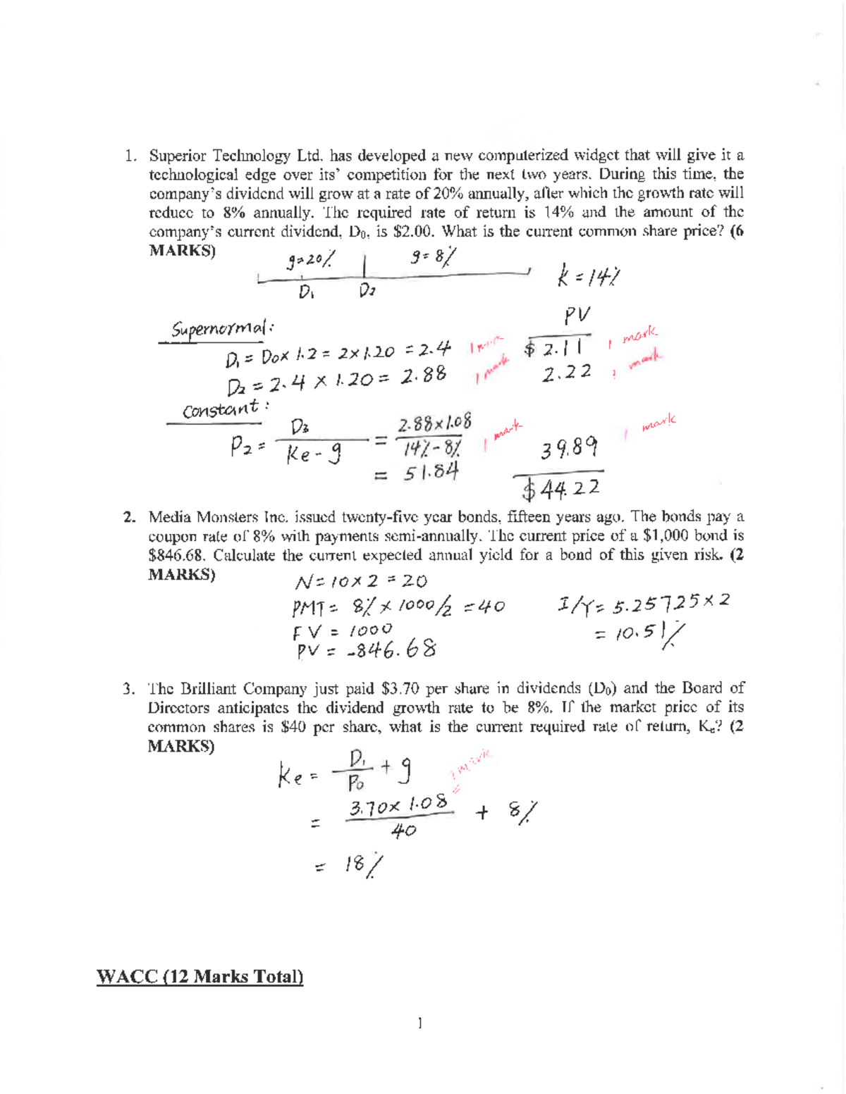 Quiz 2 Solution - ...................................................... - FNCE3323 - Studocu