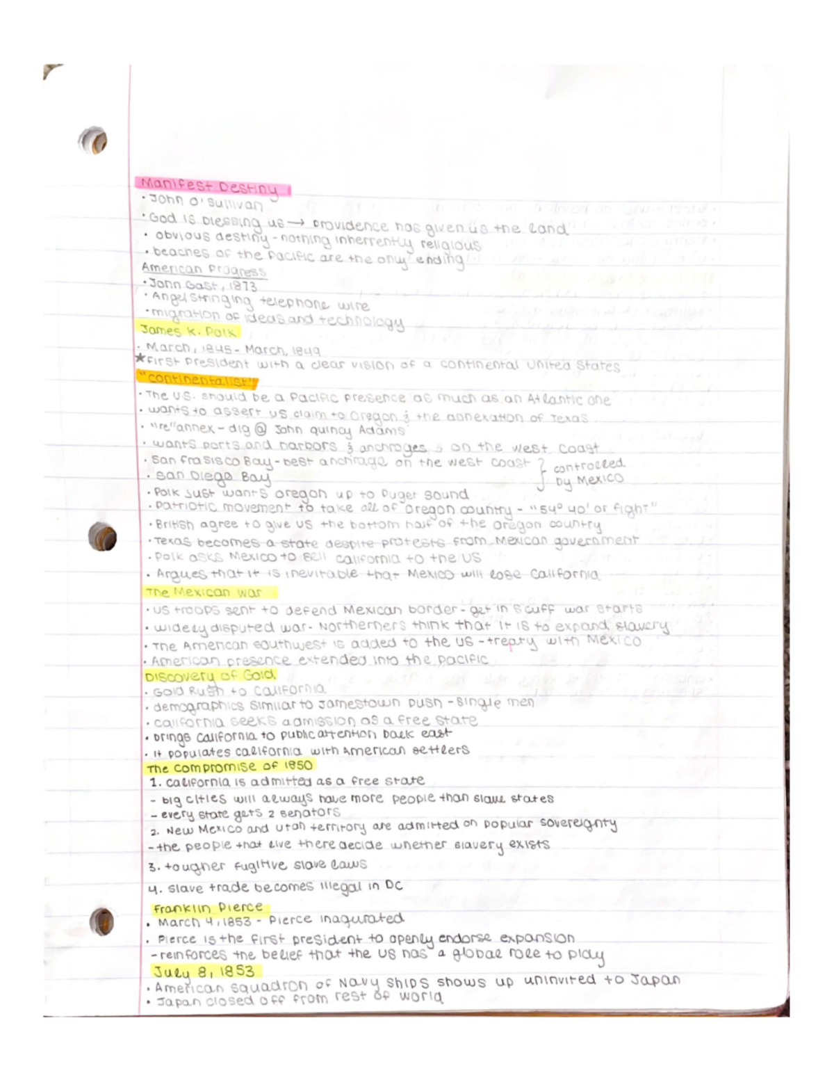 Class Notes (Manifest Destiny- Medicine in the 1900s) - HIS 1300 - Studocu