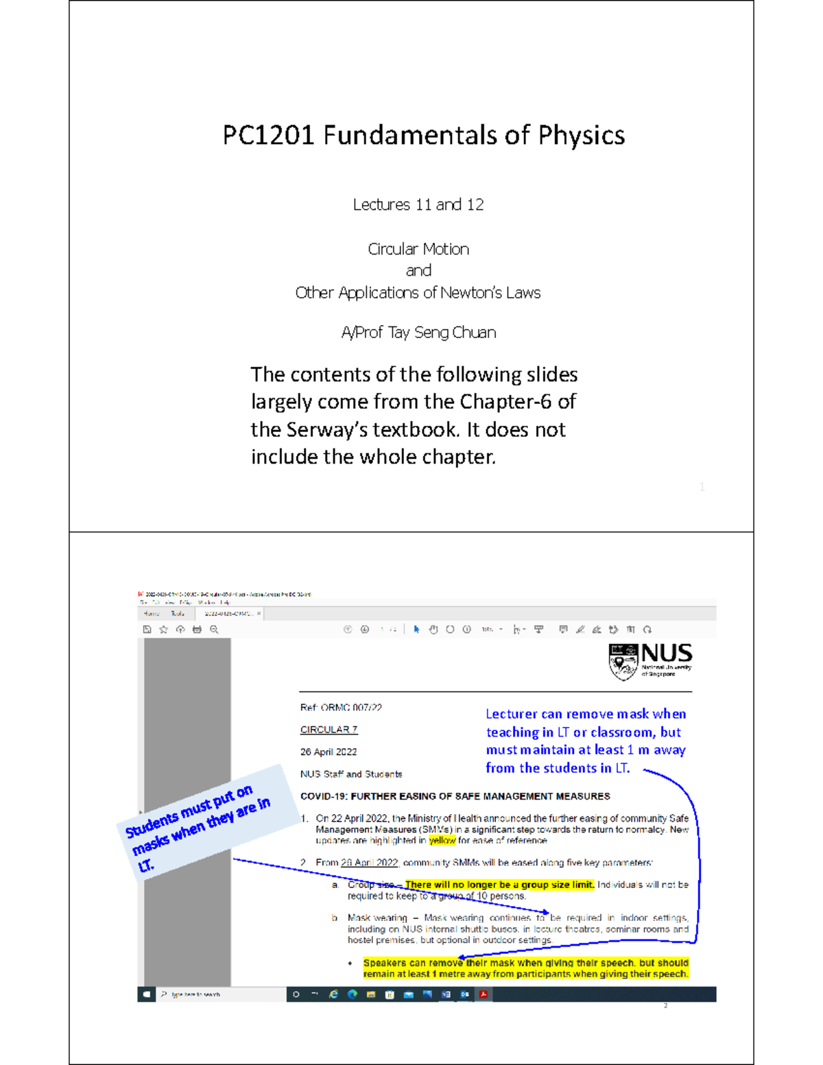 PC1201 Chapter 06 2022 Semester-1 - 1 Lectures 11 and 12 Circular ...