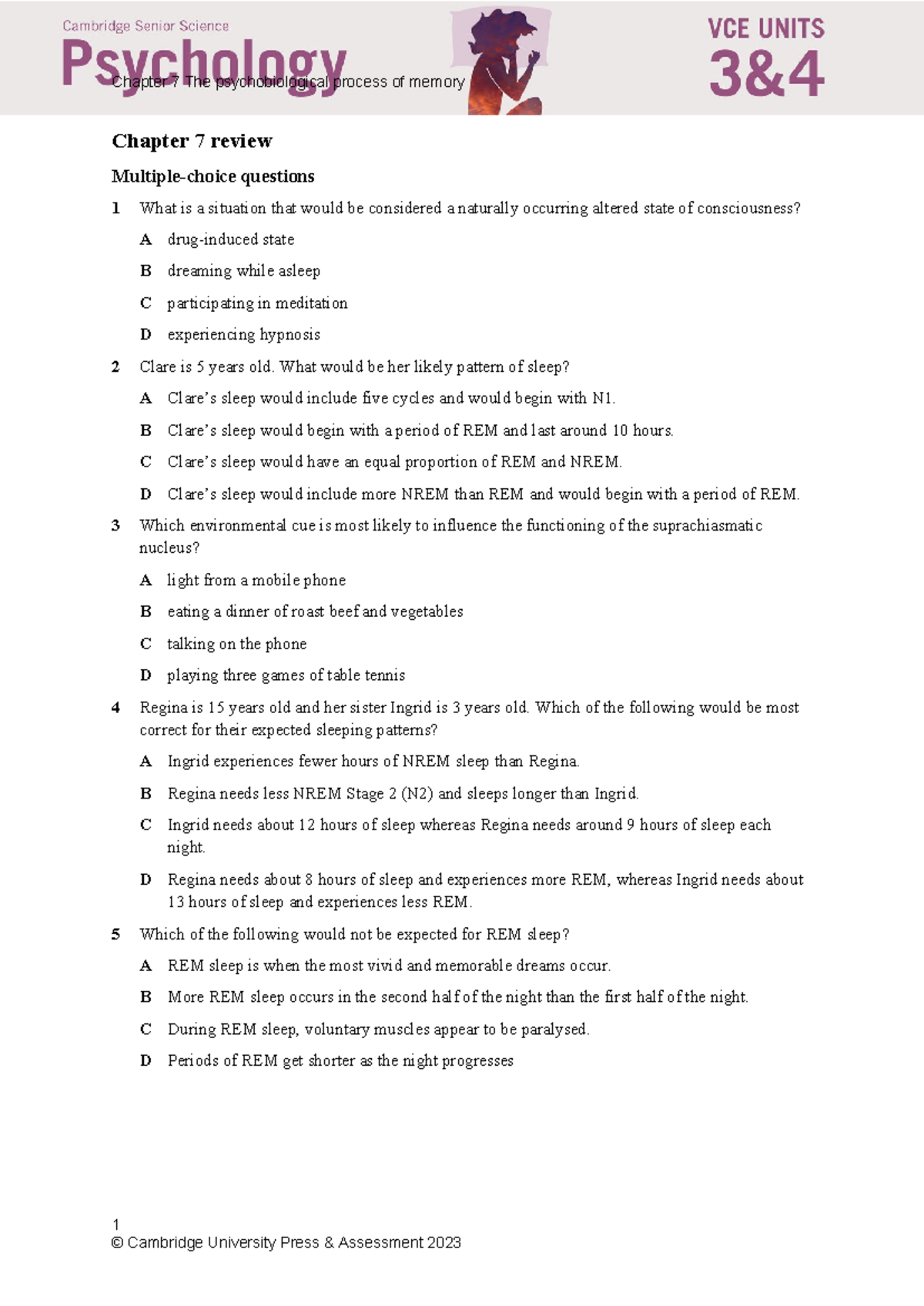 Chapter 7 Review questions - Chapter 7 review Multiple-choice questions ...