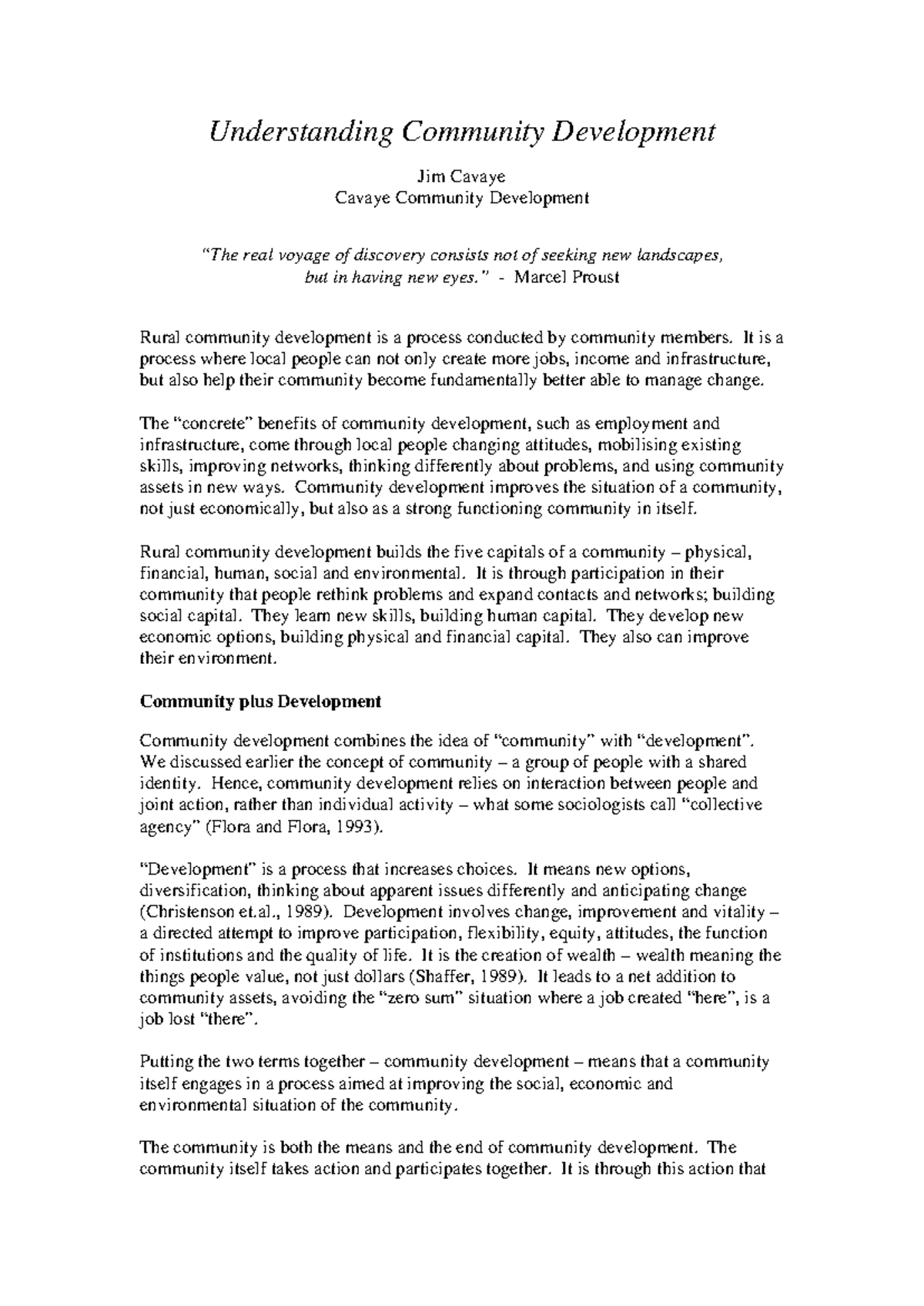 Doc-41 - doc - Understanding Community Development Jim Cavaye Cavaye ...