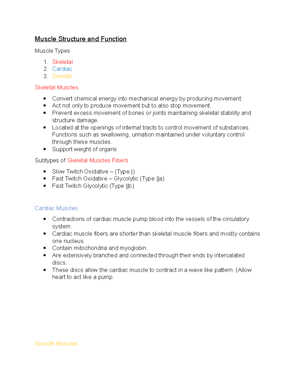 Muscle Structure and Function - Muscle Structure and Function Muscle ...