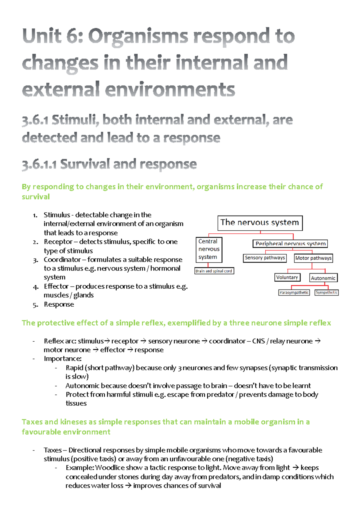 Topic 3 - a level biology revision - By responding to changes in their ...