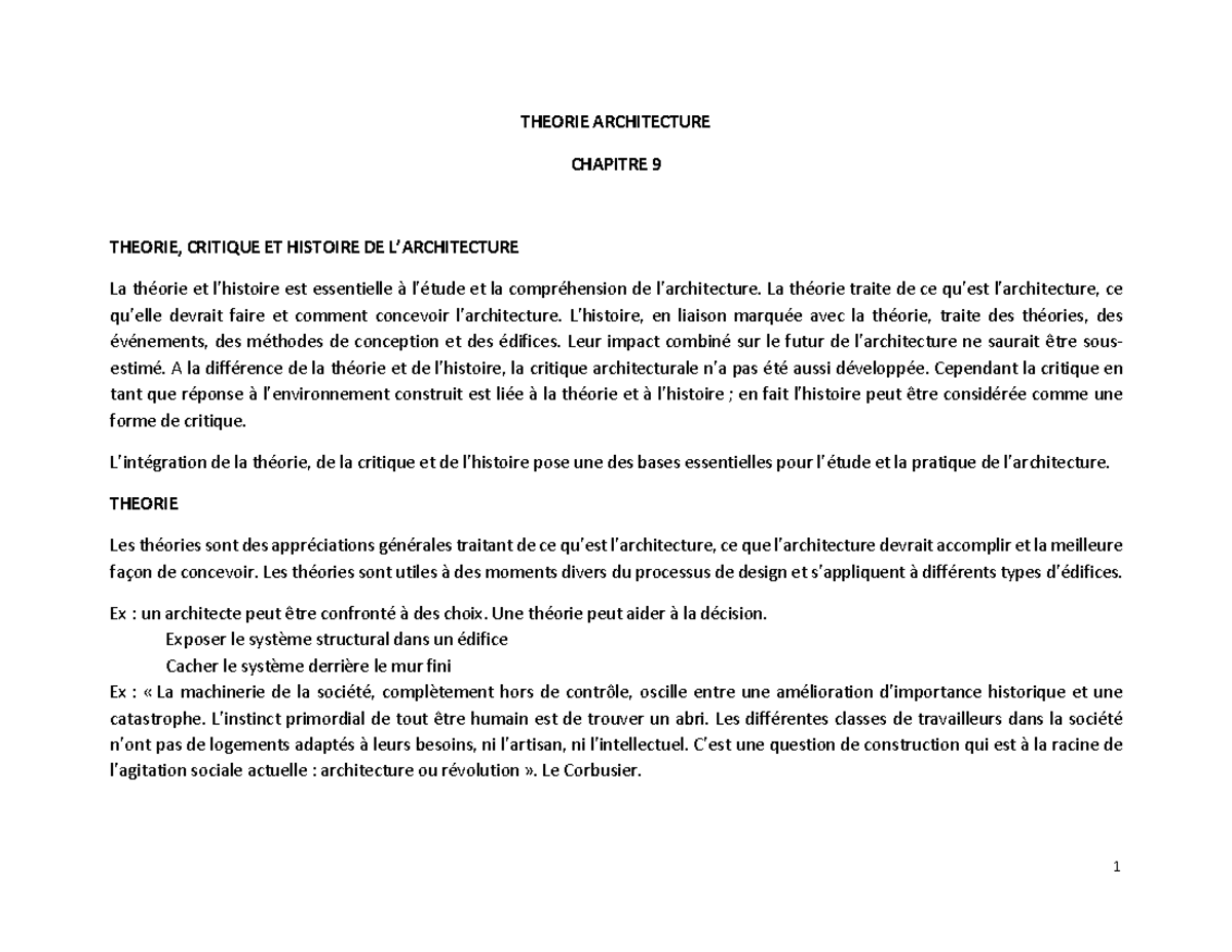Theorie 1 chapitre 2 illustre - Theorie de l'architecture - Studocu