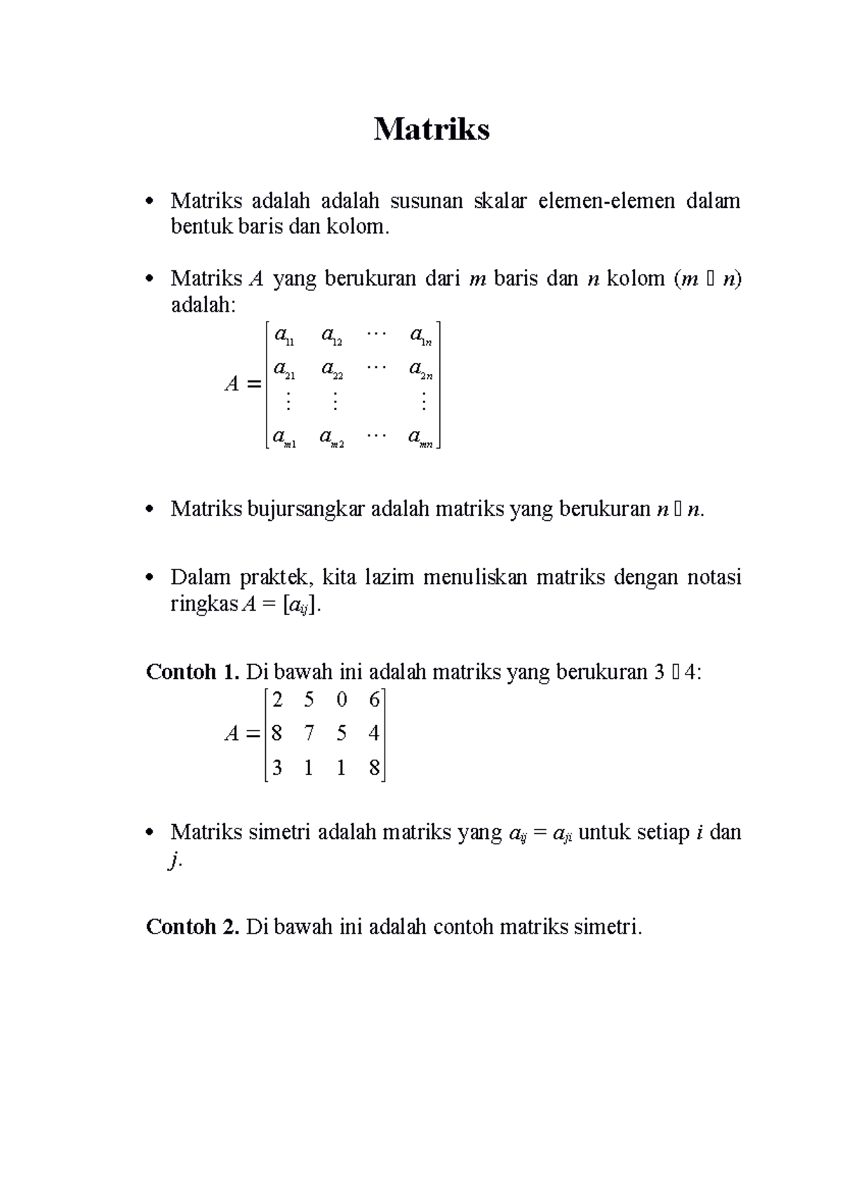 Matriks Relasi dan Fungsi - Matriks Matriks adalah adalah susunan ...