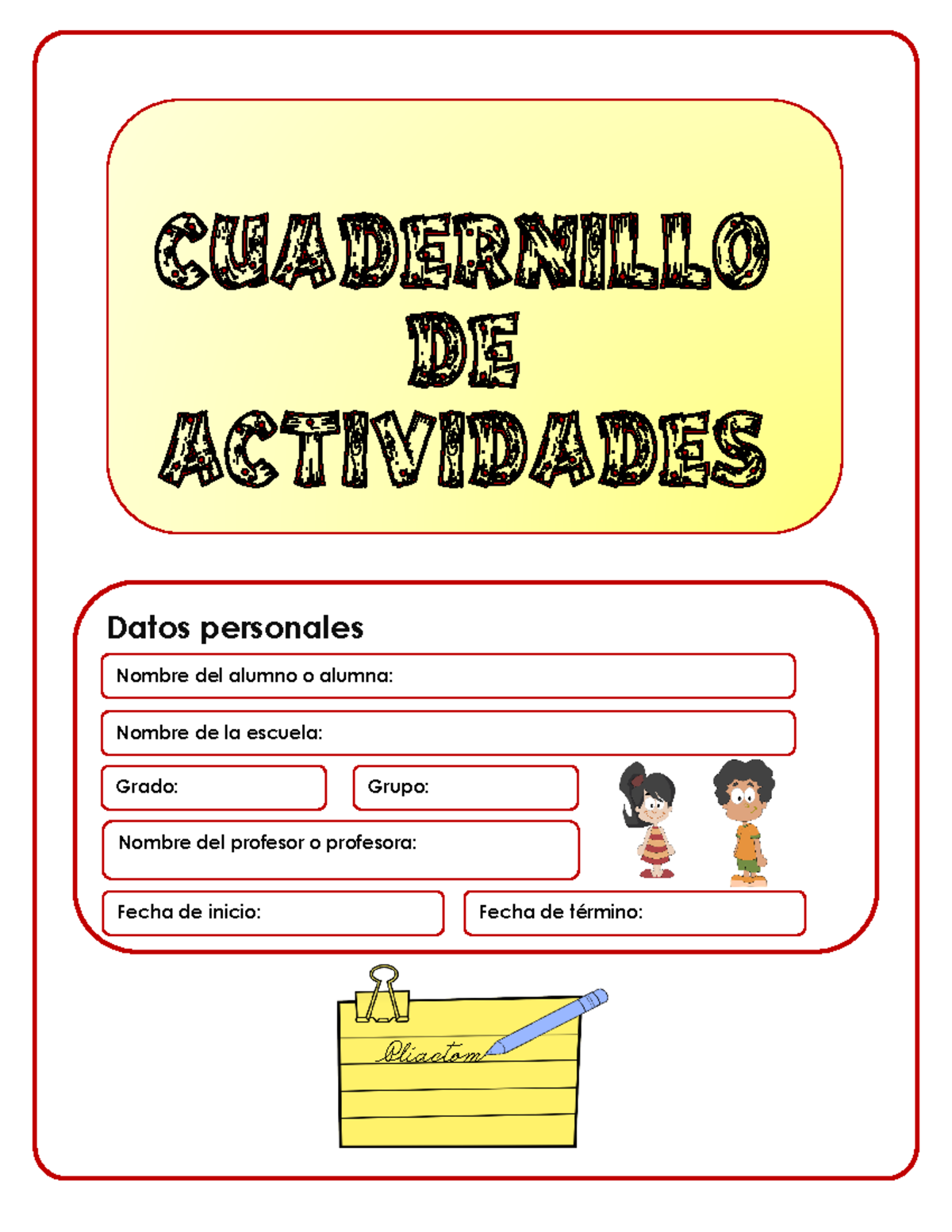 Cuadernillo DE Actividades PARA Primer Grado - Datos personales Nombre ...