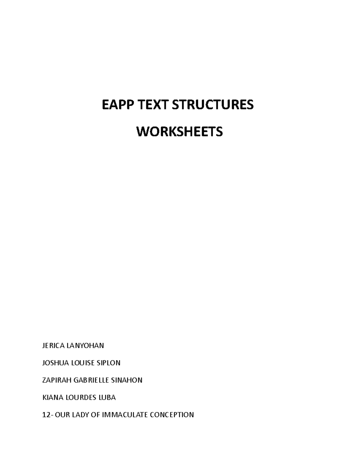 EAPP graphic organizerrr 02 - EAPP TEXT STRUCTURES WORKSHEETS JERICA ...