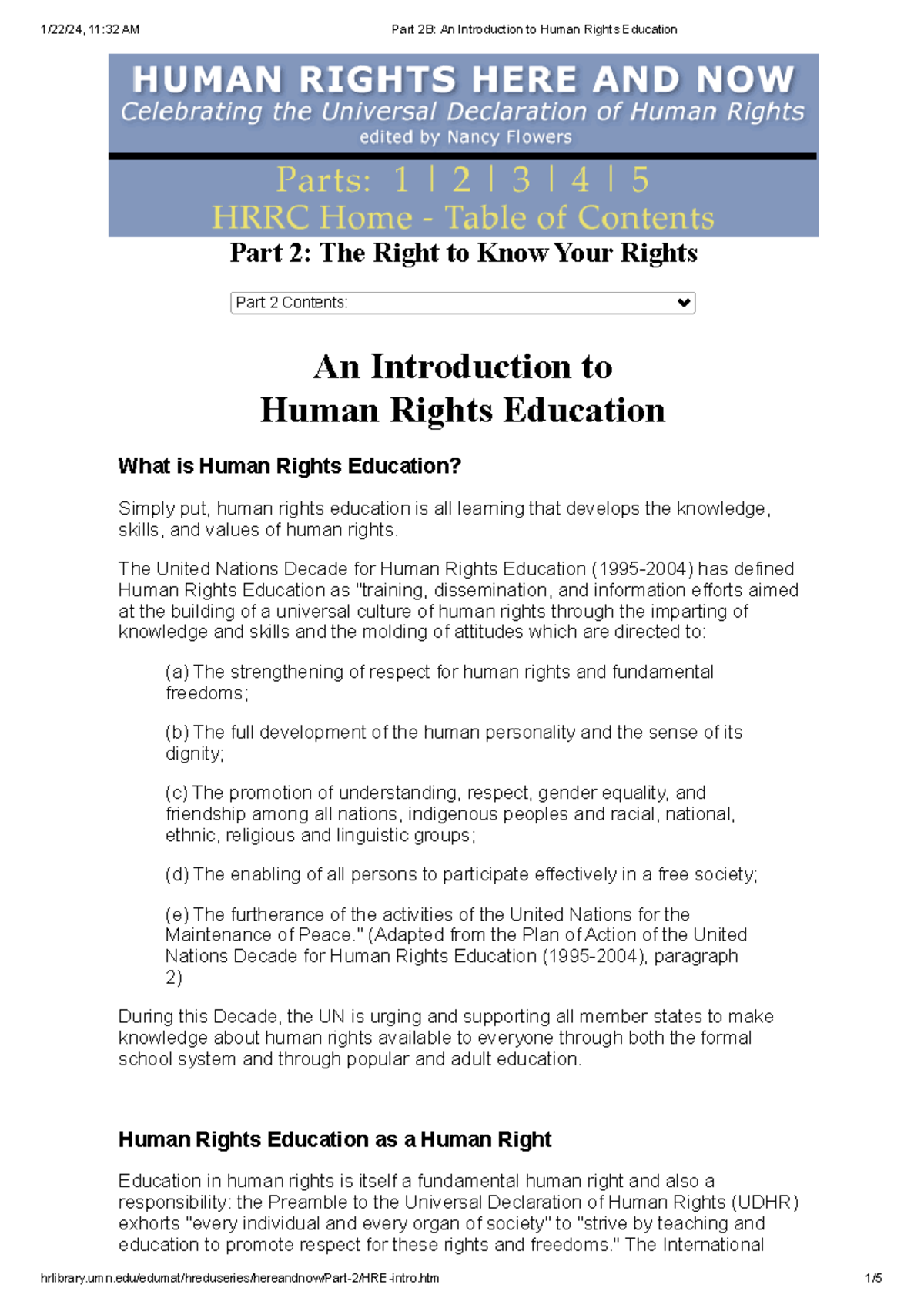 Human Rights Education - Part 2: The Right to Know Your Rights Part 2 ...