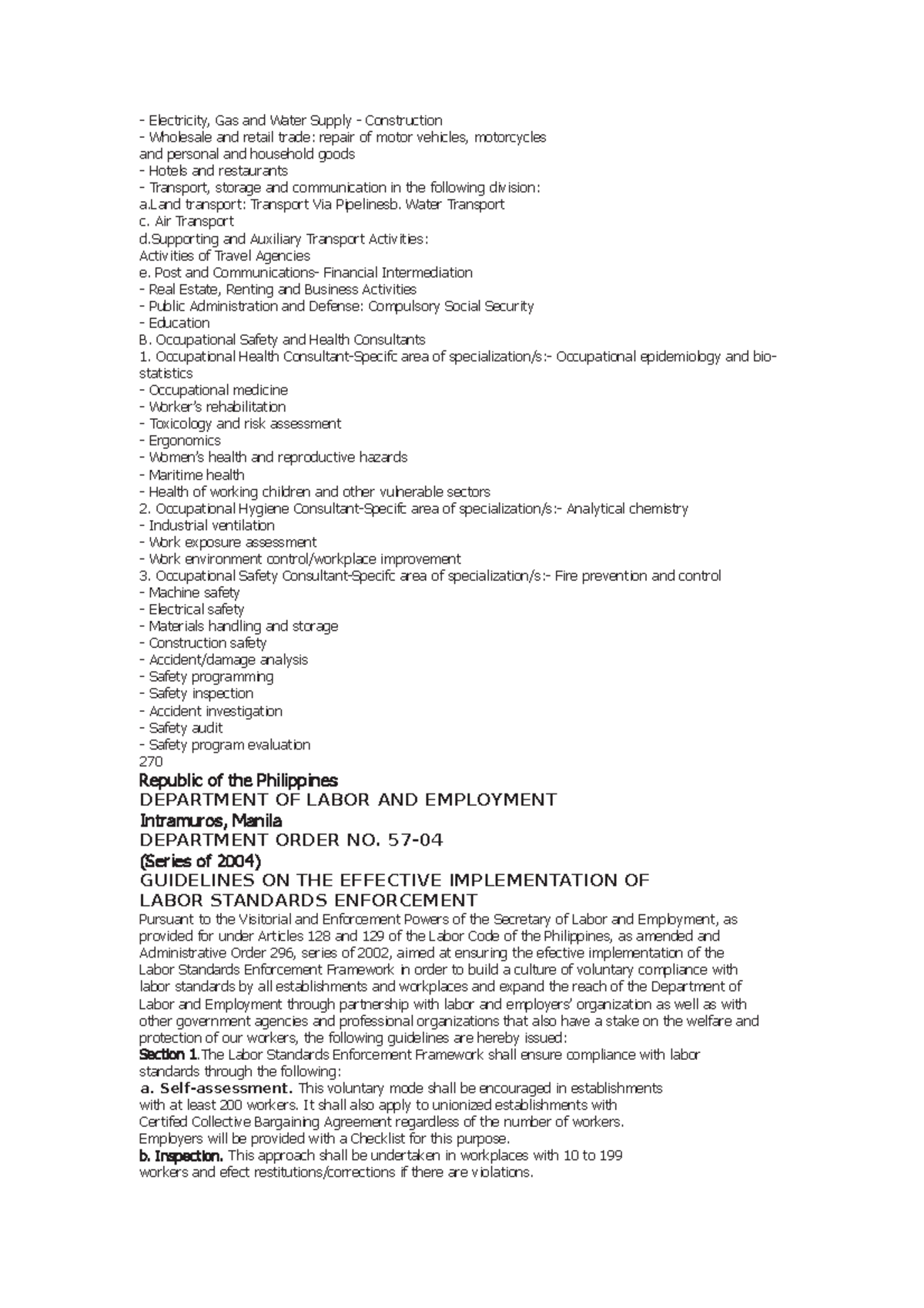 Osh 58 - occupational safety management notes - Electricity, Gas and ...