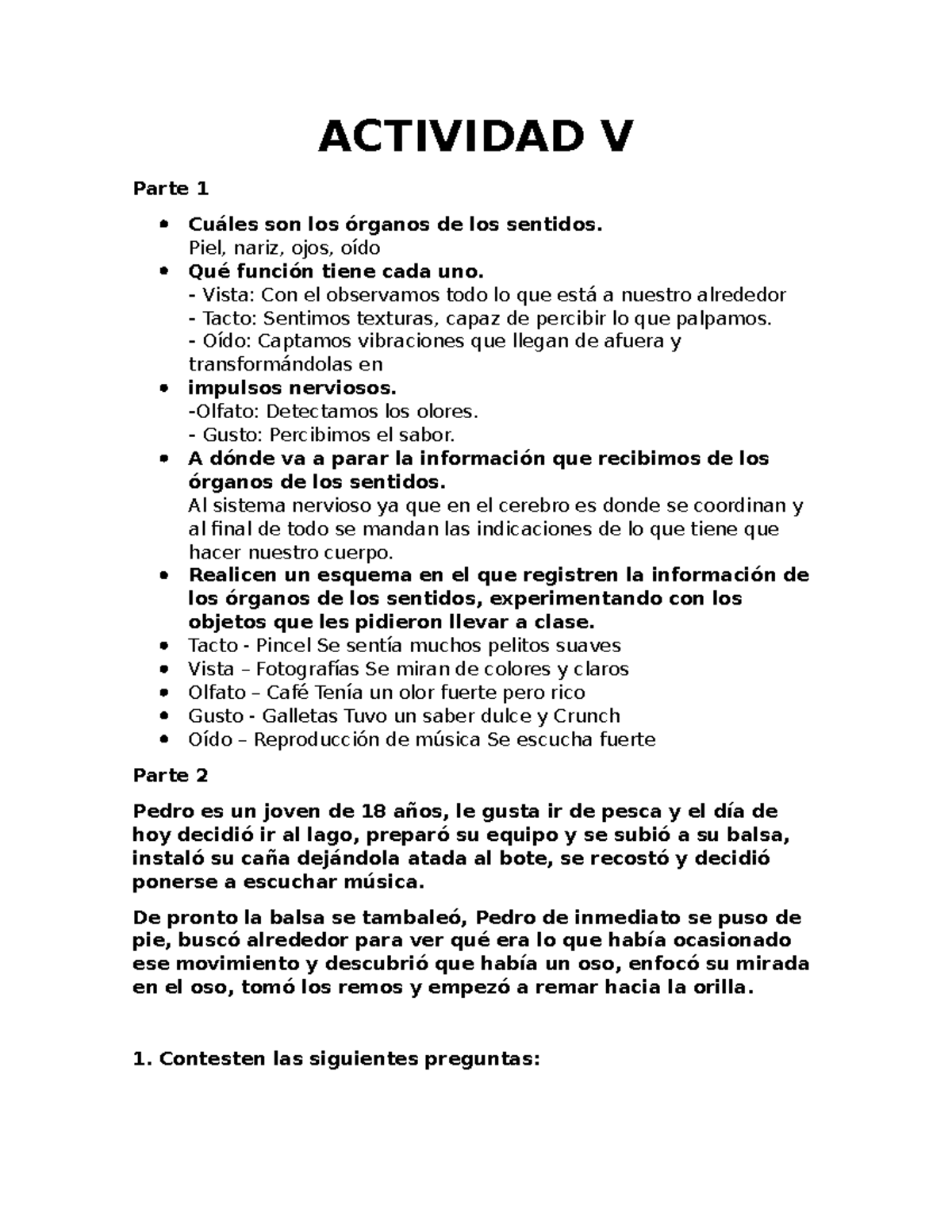Actividad 5 cuidado del cuerpo humano - ACTIVIDAD V Parte 1 Cuáles son ...
