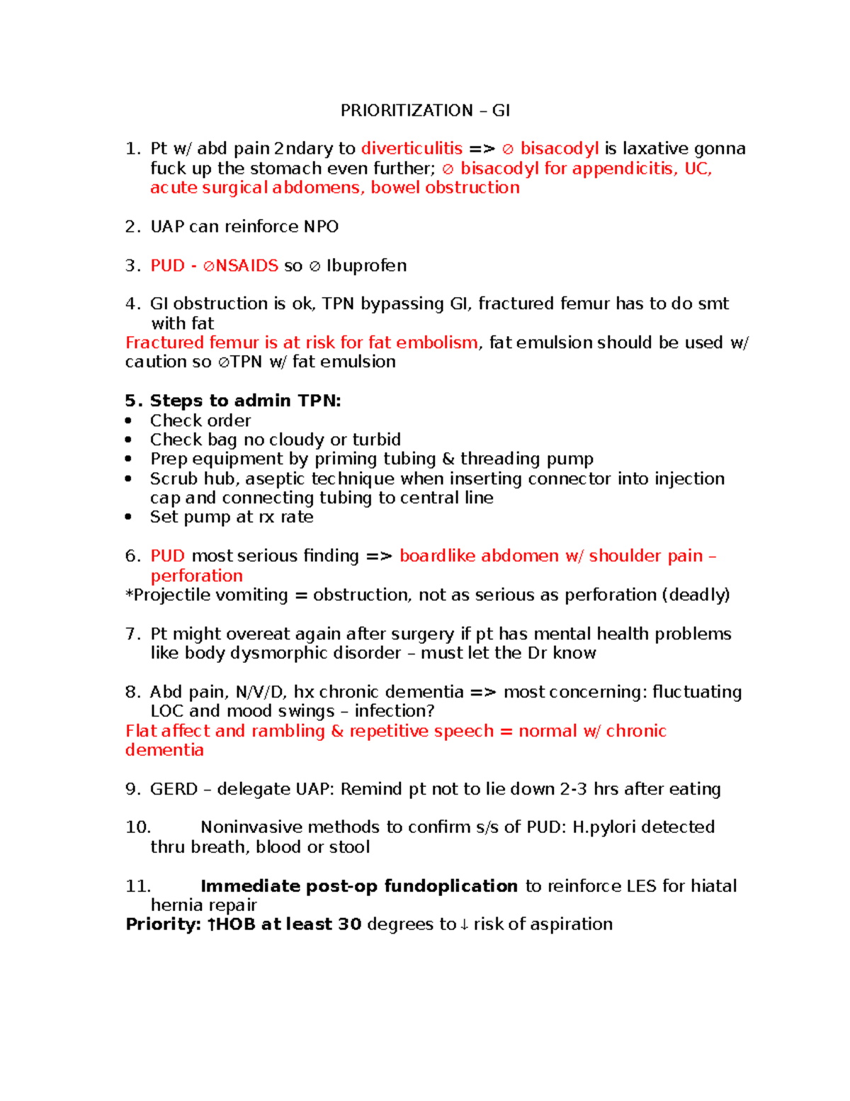 GI Prioritization - PRIORITIZATION – GI Pt w/ abd pain 2ndary to ...
