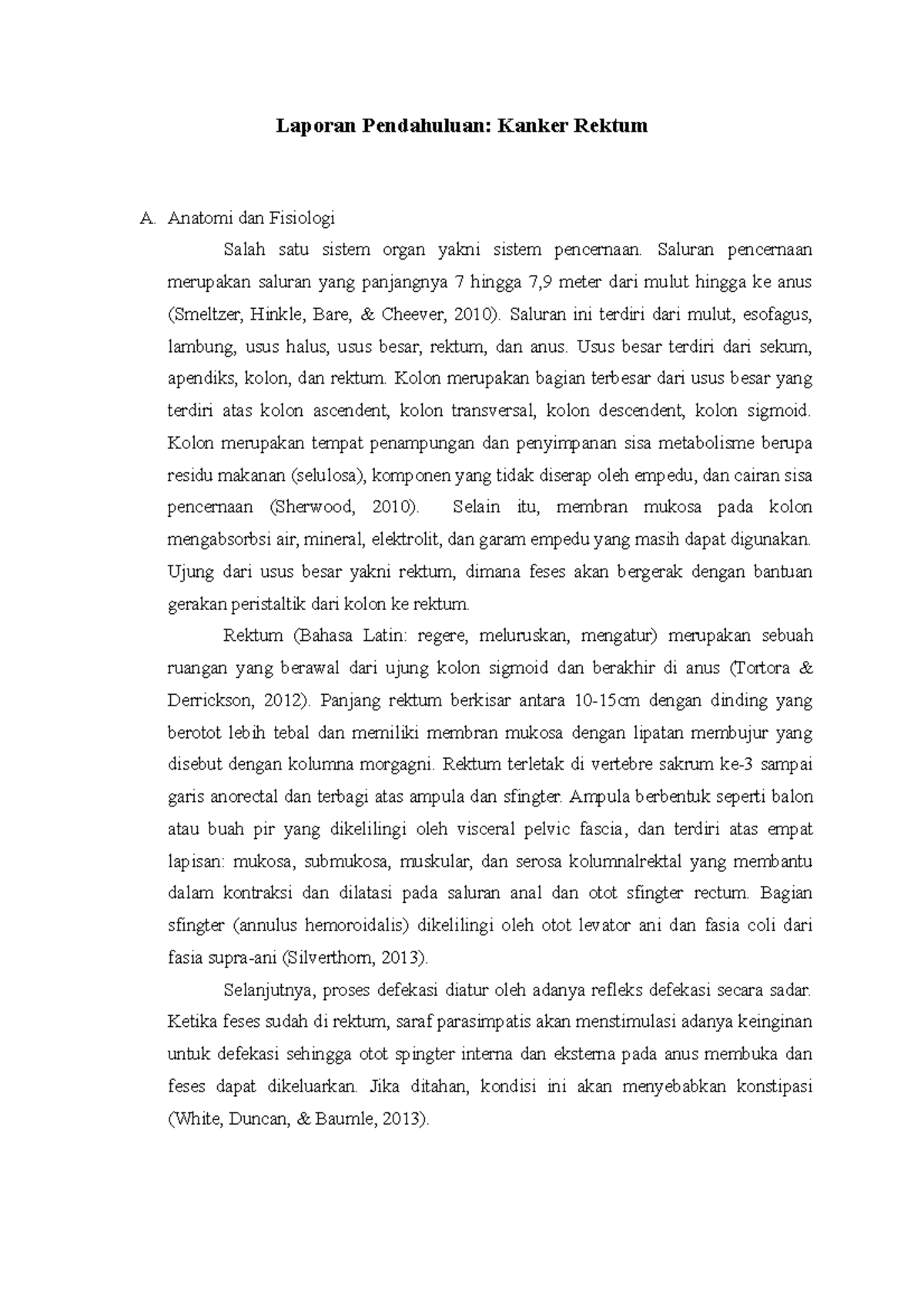 Laporan Pendahuluan Ca Rekti - Laporan Pendahuluan: Kanker Rektum A ...