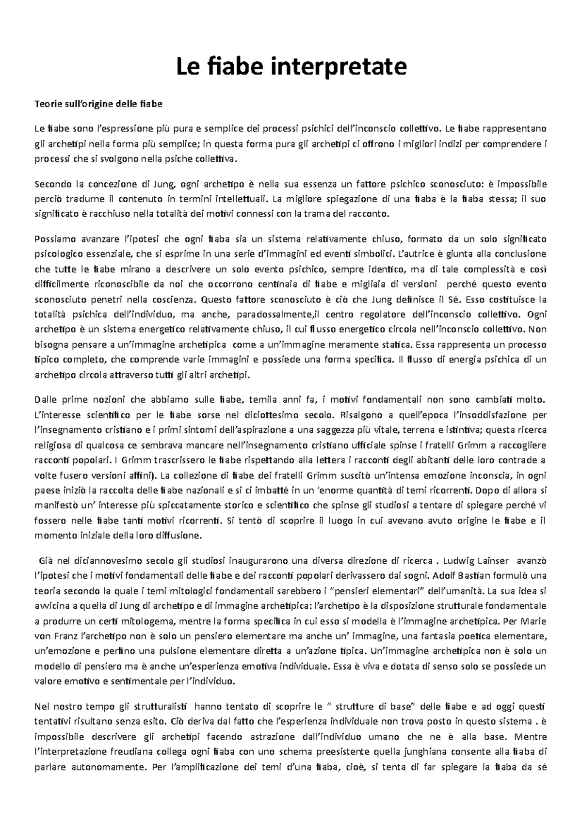 Le fiabe interpretate - riassunto completo del libro - Le fiabe ...