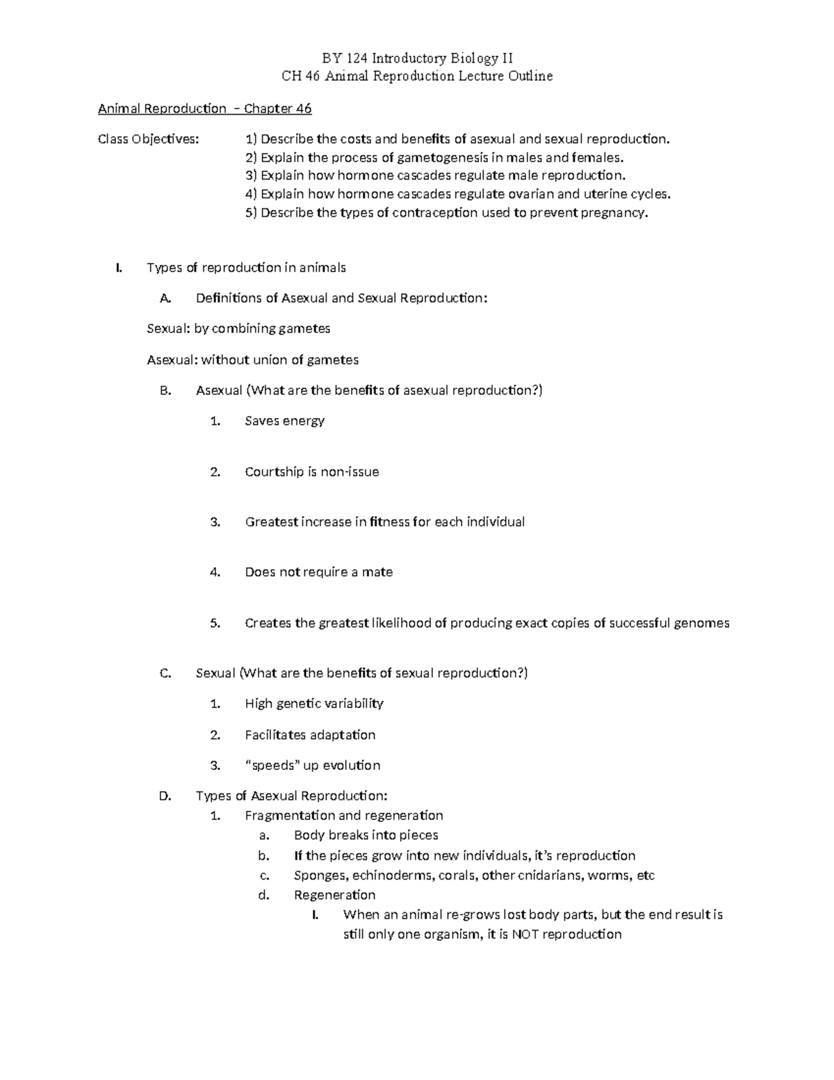 BI115 Chpt 46 Animal Reproduction - CH 46 Animal Reproduction Lecture ...