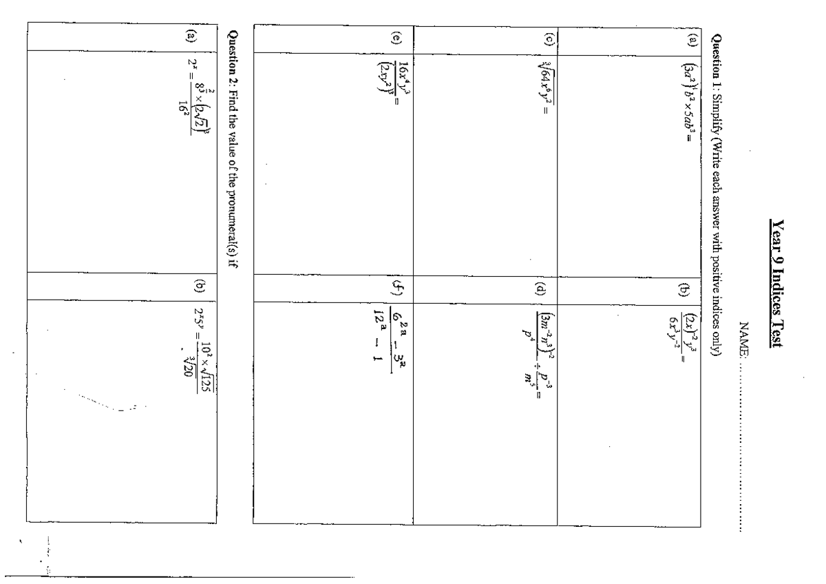 Indices Practice Test - Studocu