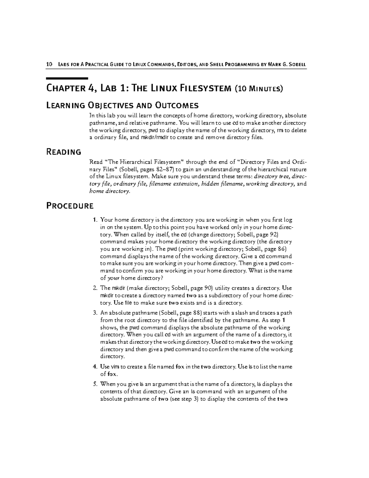 Sobell Lab - ch04 Lab12 Manual Student - file system(1)(1) - 10 Labs for A Practical Guide to ...