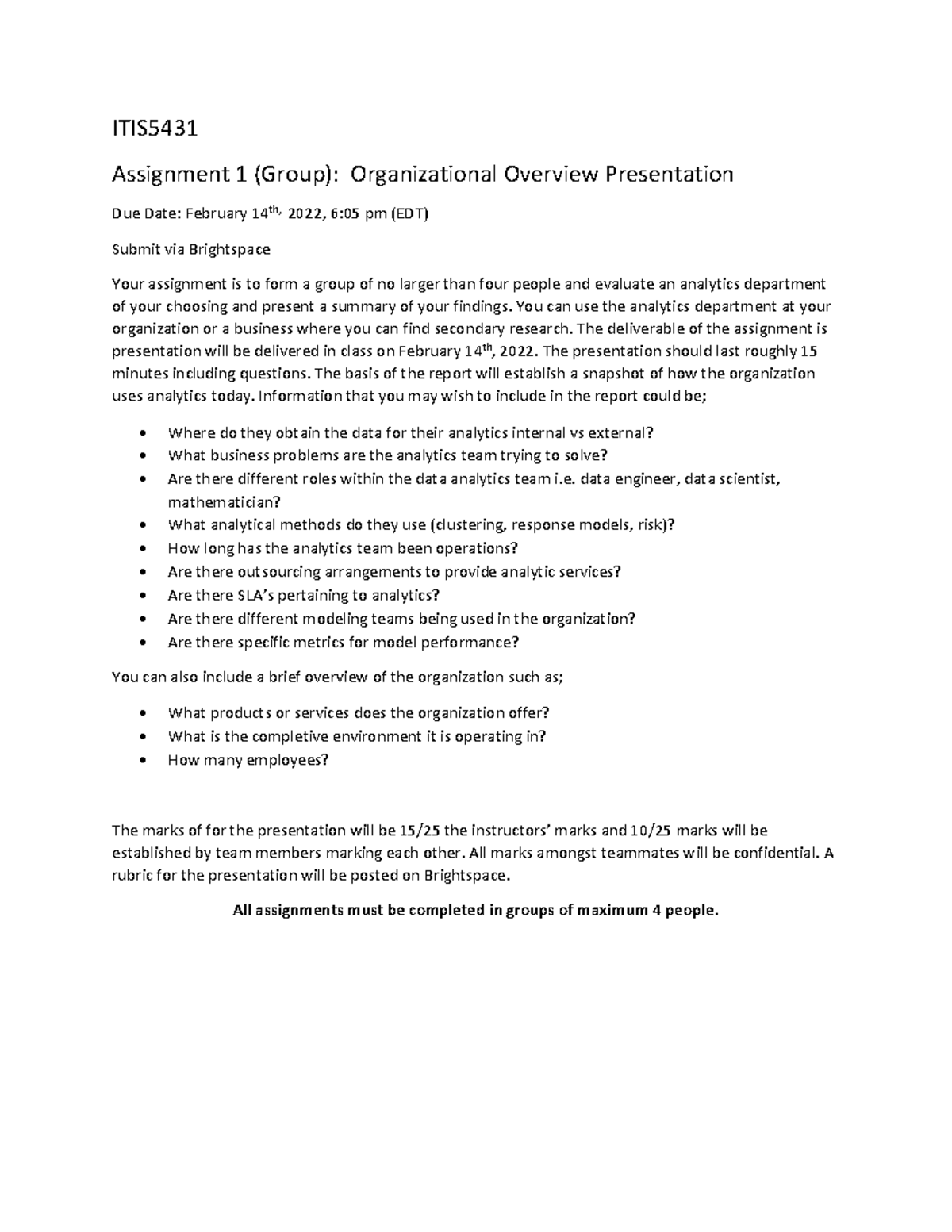 Personal Application Assignment #1 - ITIS Assignment 1 (Group ...