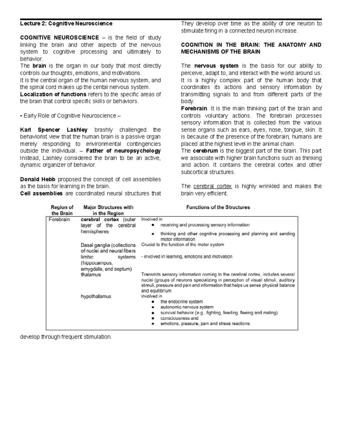 Cogpsy-ML-2 - Lecture 2: Cognitive Neuroscience COGNITIVE NEUROSCIENCE – is the field of study ...