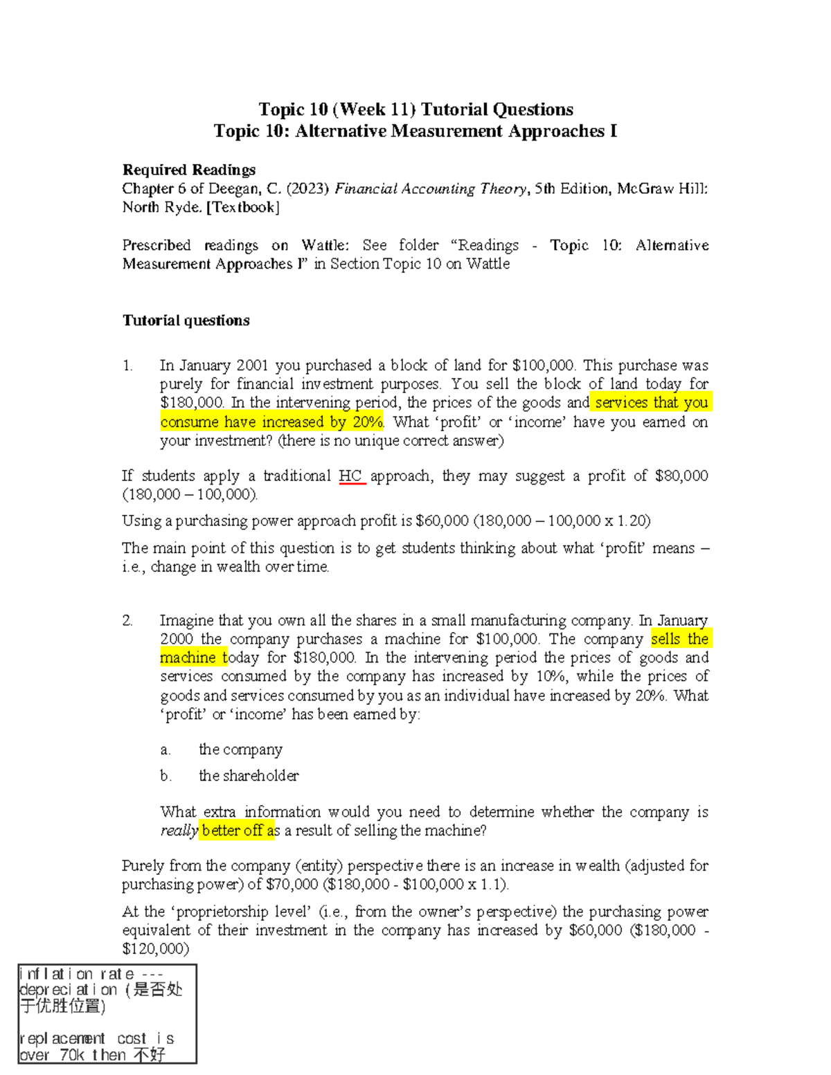 Topic 10 (week 11) tutorial notes - Topic 10 (Week 11) Tutorial ...