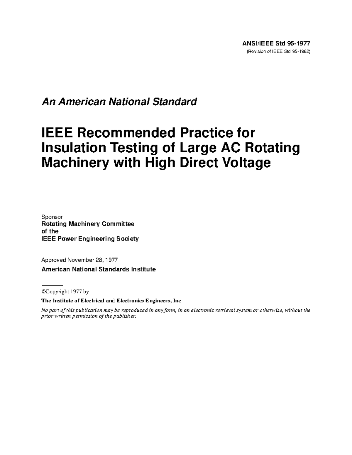 IEEE Recommended Practice for Insulation - ANSI/IEEE Std 95- (Revision ...