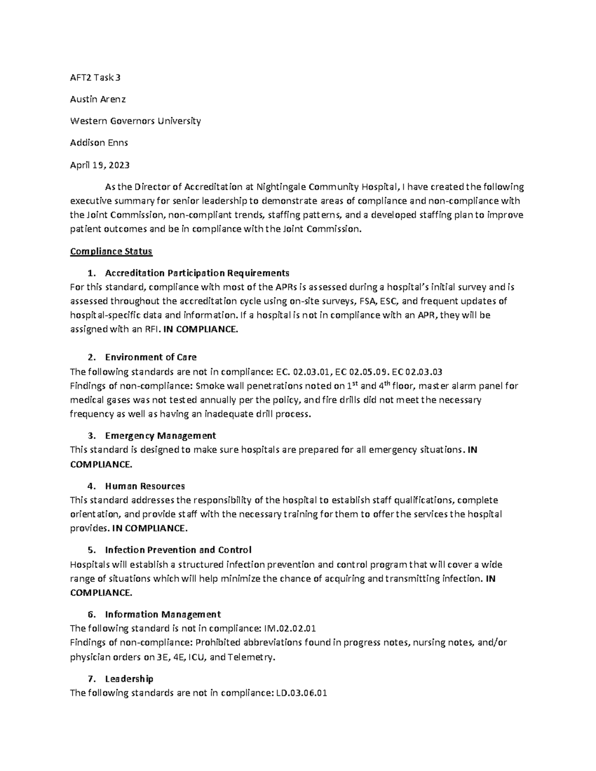 AFT2 Task 4 - AFT2 Task 4 - AFT2 Task 3 Austin Arenz Western Governors ...