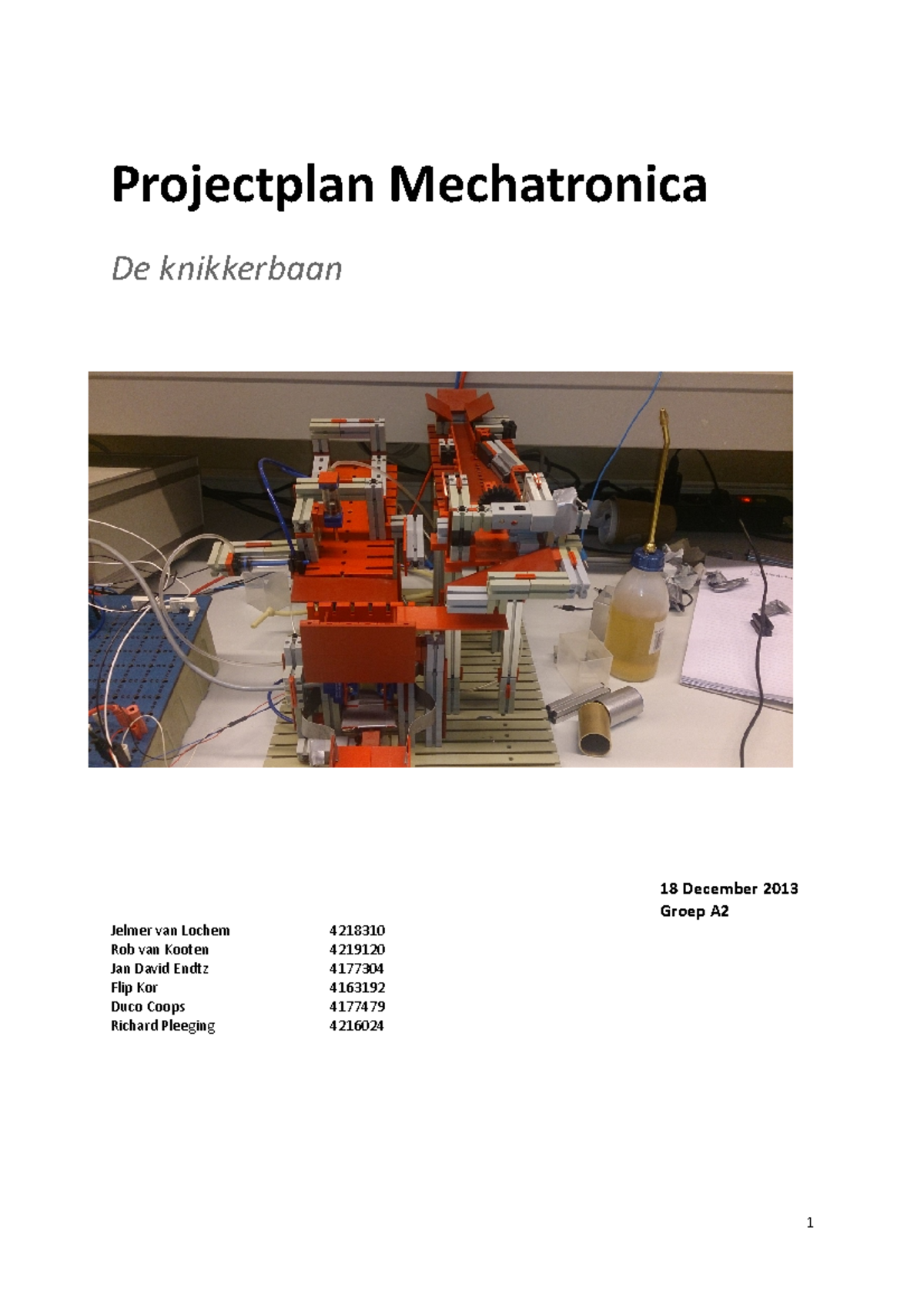 Werkstuk "Projectplan Mechatronica De knikkerbaan" - Projectplan ...