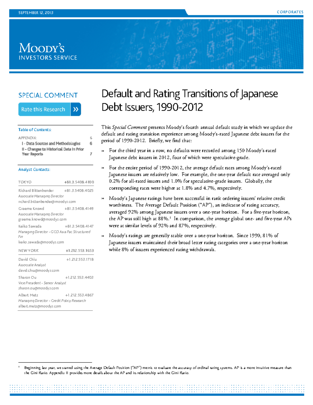 Moodys - Default and Rating Transitions of Japanese Debt Issuers, 1990 ...