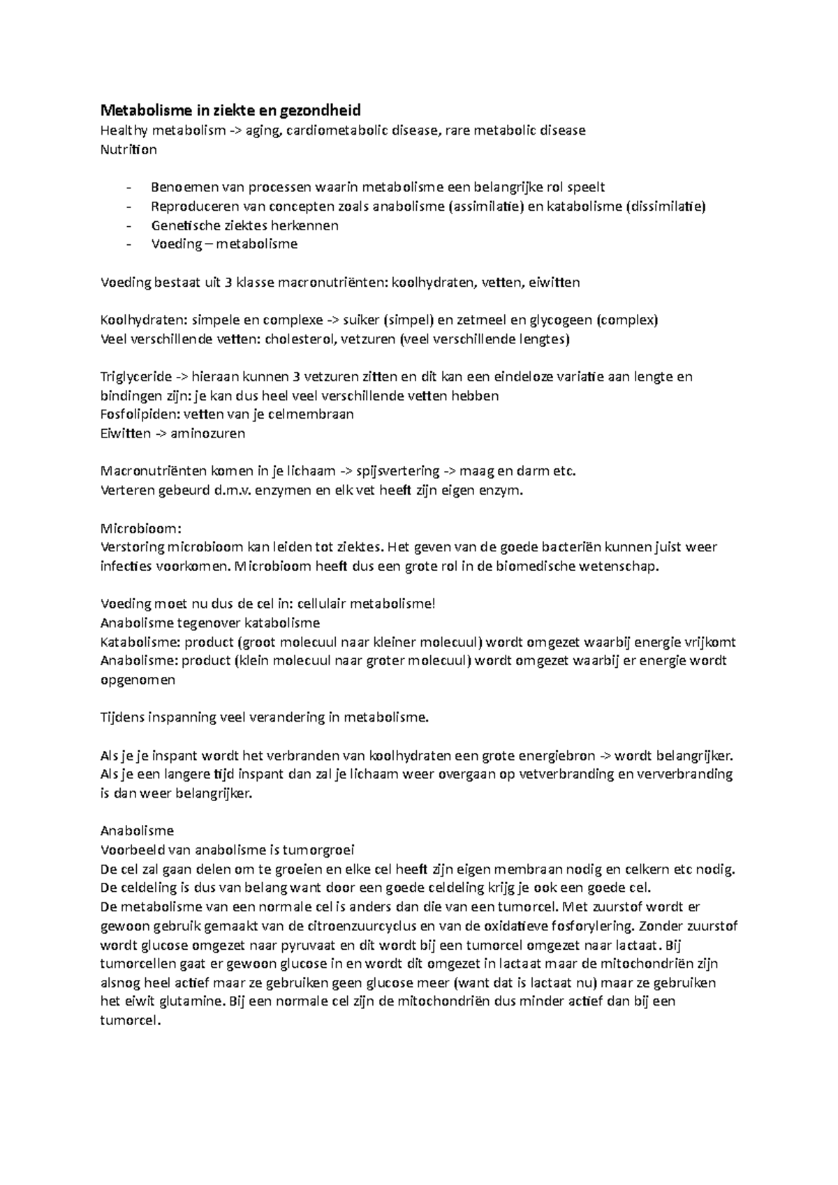 Metabolisme in ziekte en gezondheid - Metabolisme in ziekte en ...