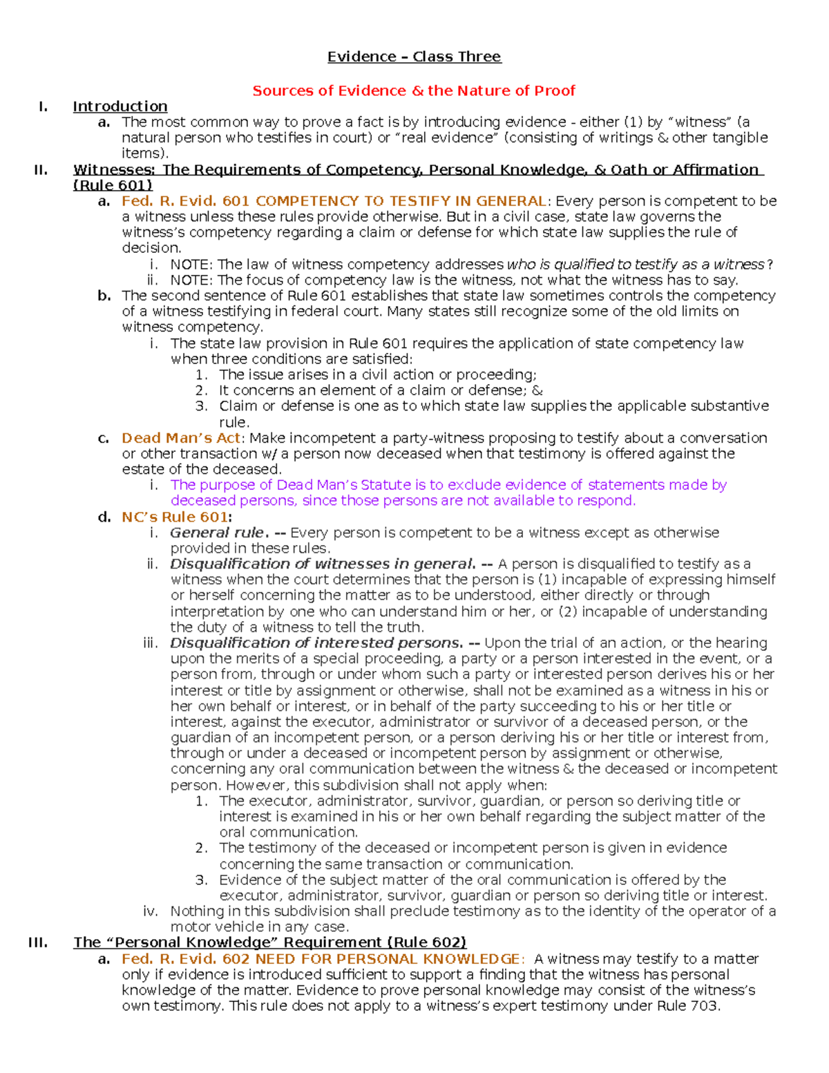 Class 3 - Sources of Evidence and the Nature of Proof - Evidence ...