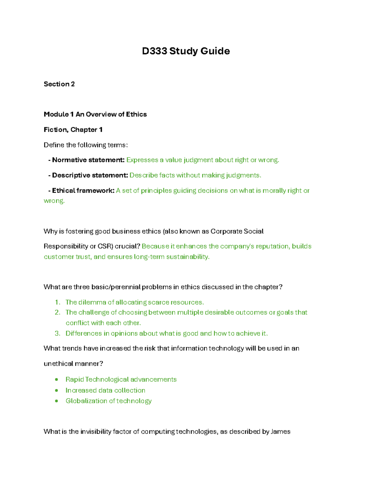 WGU D333 Ultimate Study Guide 08 - D333 Study Guide Section 2 Module 1 ...