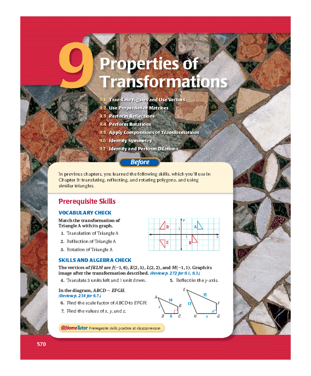 Geometry Textbook Chapter 9 10 9 Translate Figures And Use Vectors 9 Use Properties Of
